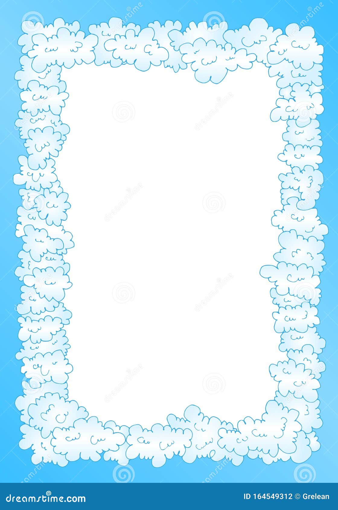 Frame of Hand-drawn White Clouds. Stock Vector - Illustration of ...