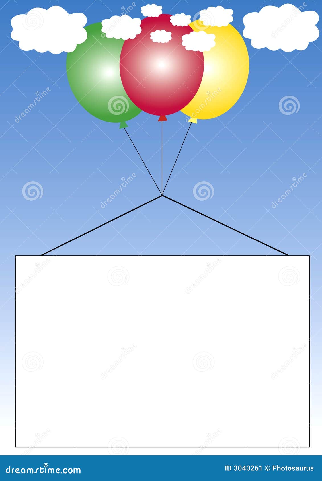 Frame hanging on balloons stock vector. Illustration of frame - 3040261