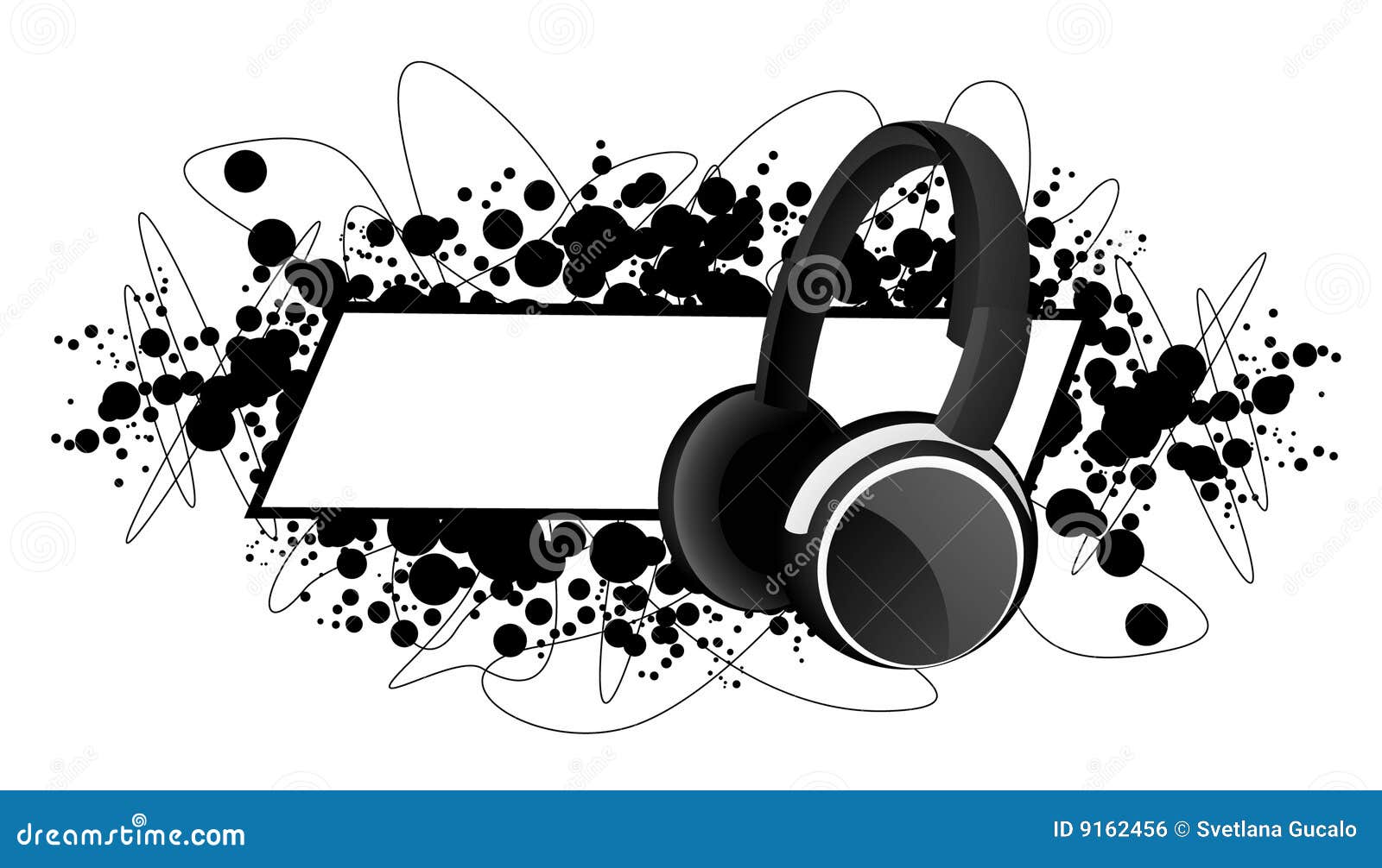 Frame with headphones stock vector. Illustration of sound - 9162456
