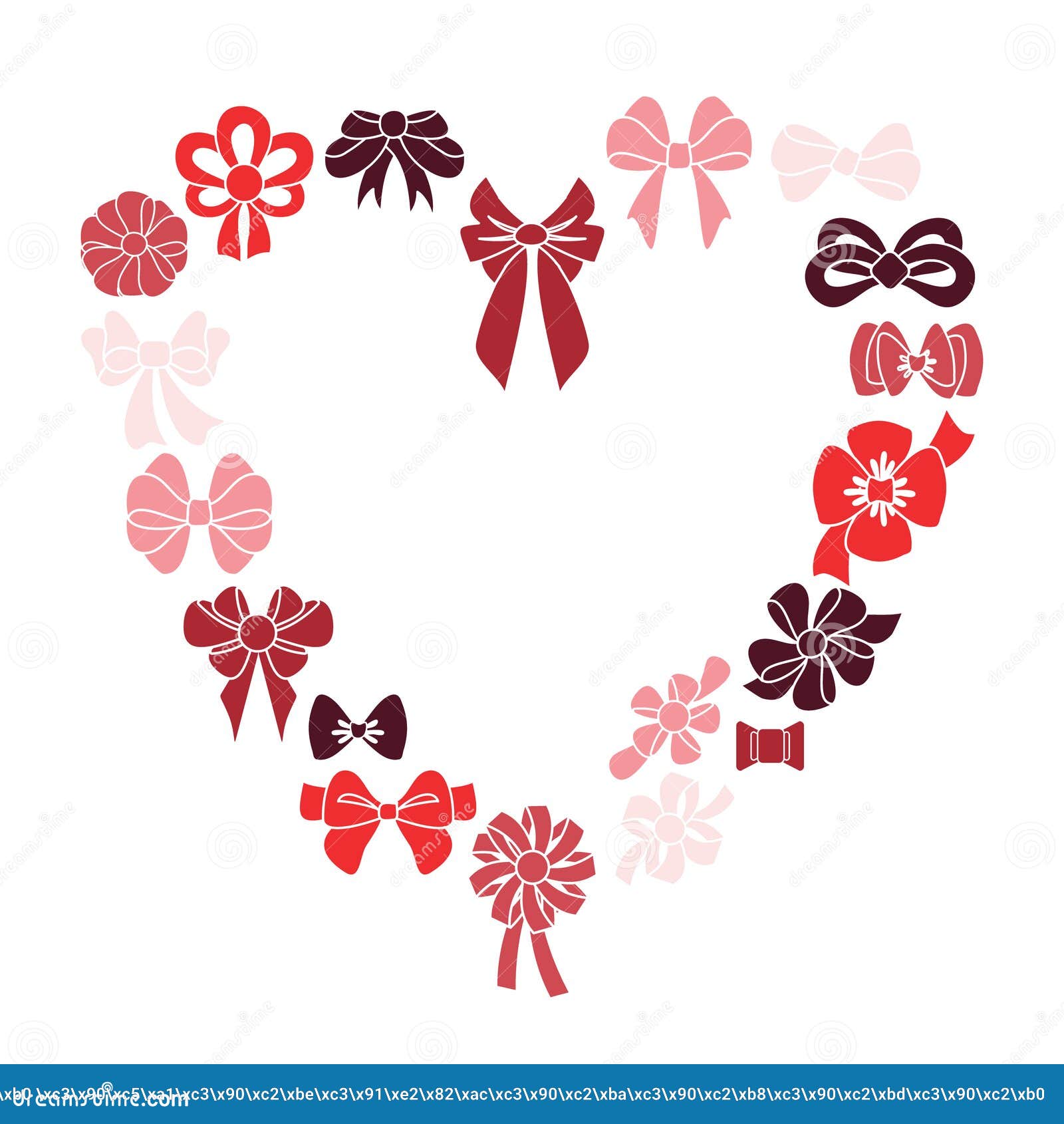 Frame Heart of Red Ribbons Vector Illustration. Stock Vector ...