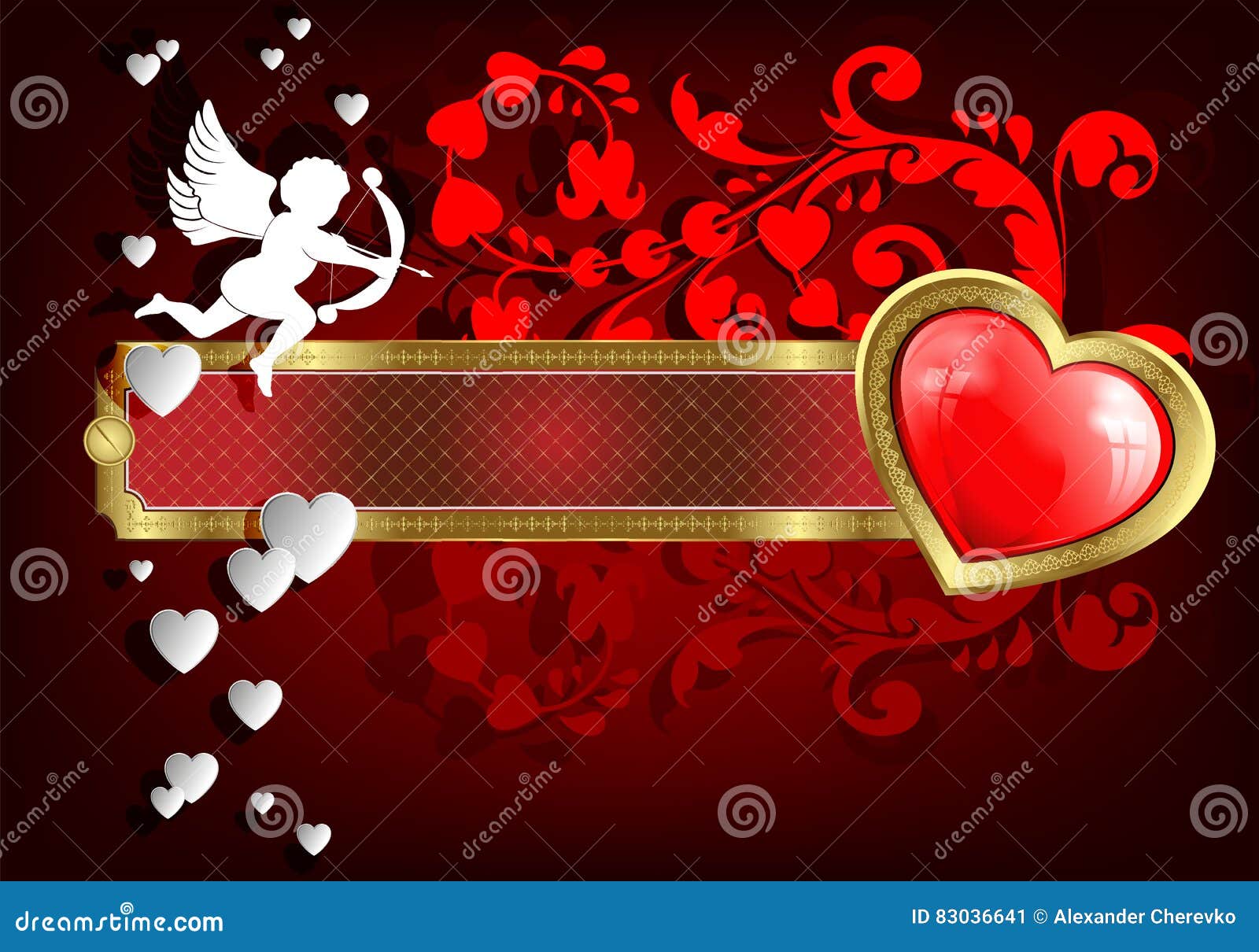 Frame with Hearts and Cupid Stock Vector - Illustration of border, love ...