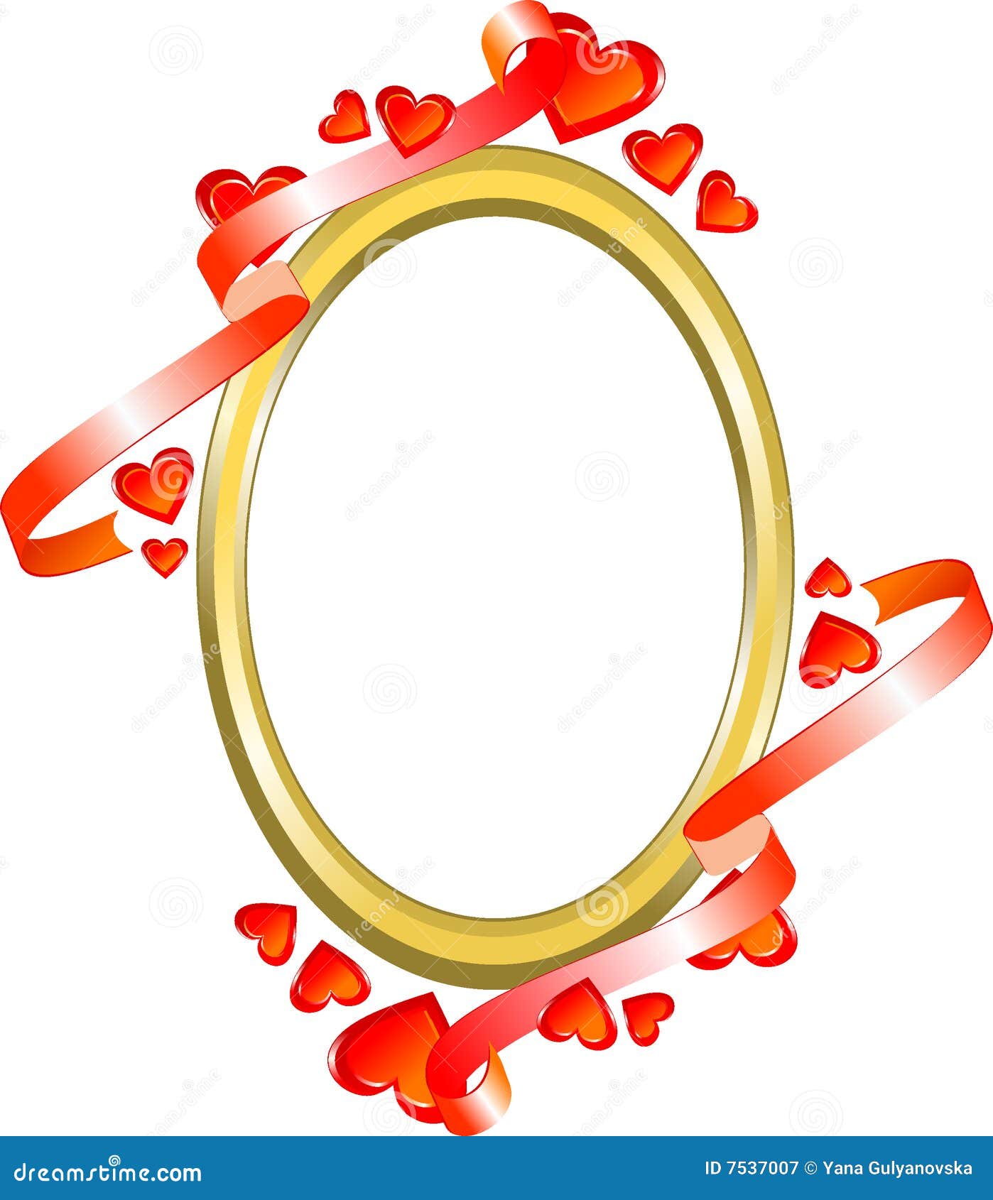 Frame with Hearts and Ribbon Stock Vector - Illustration of receive ...
