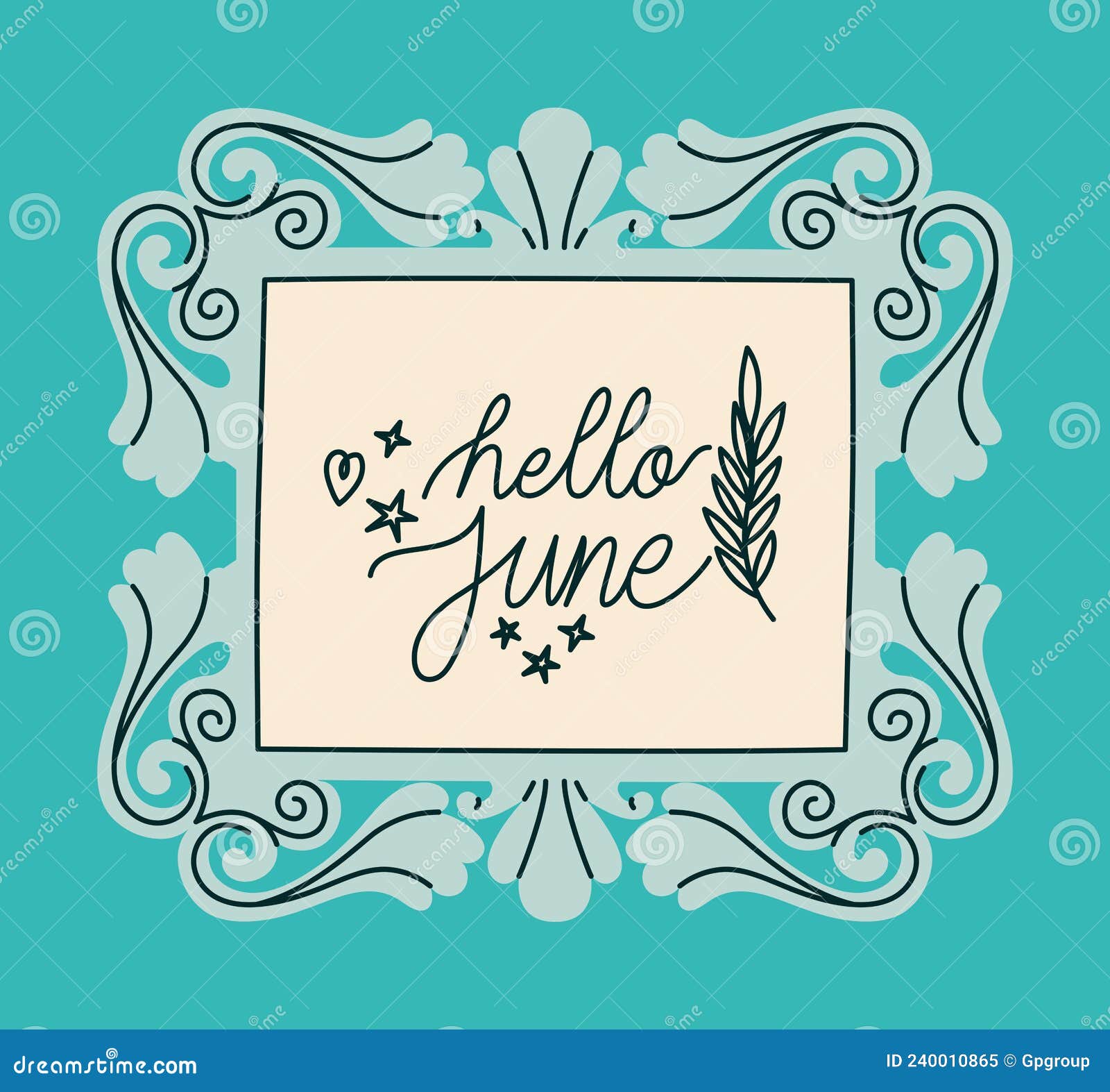 Frame of hello june stock vector. Illustration of quote - 240010865