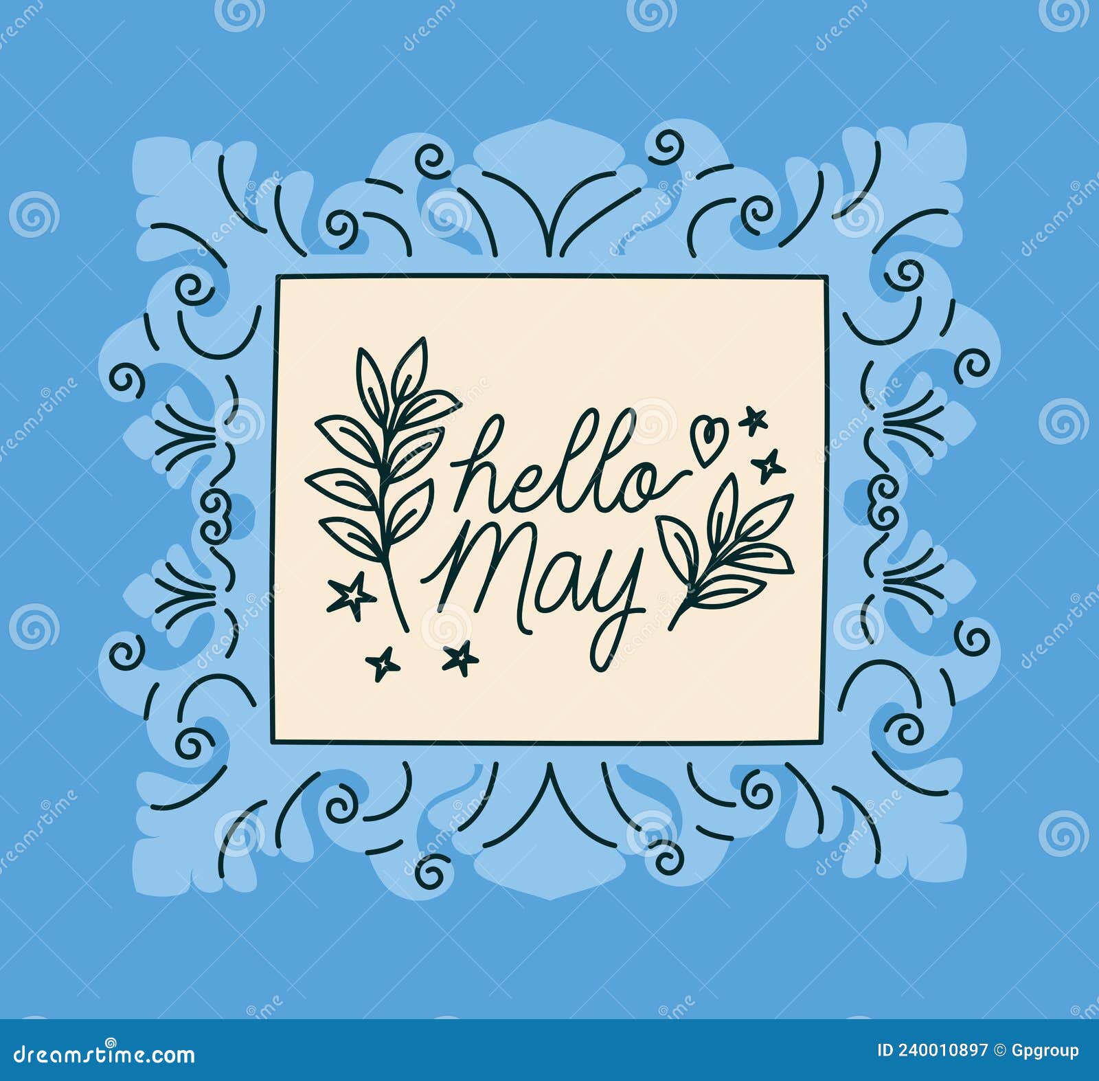 Frame of hello may stock vector. Illustration of month - 240010897
