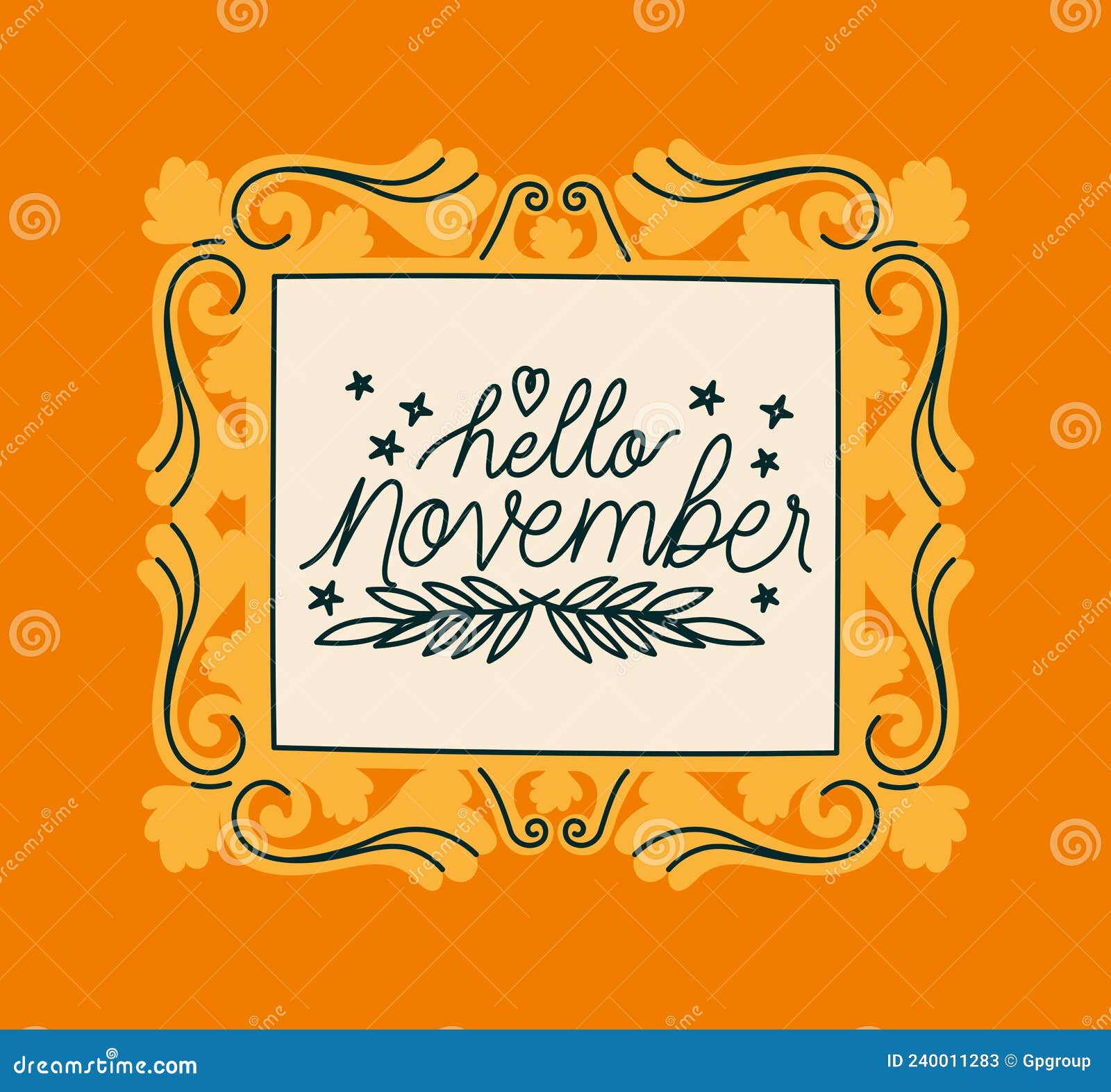 Frame of hello november stock vector. Illustration of design - 240011283