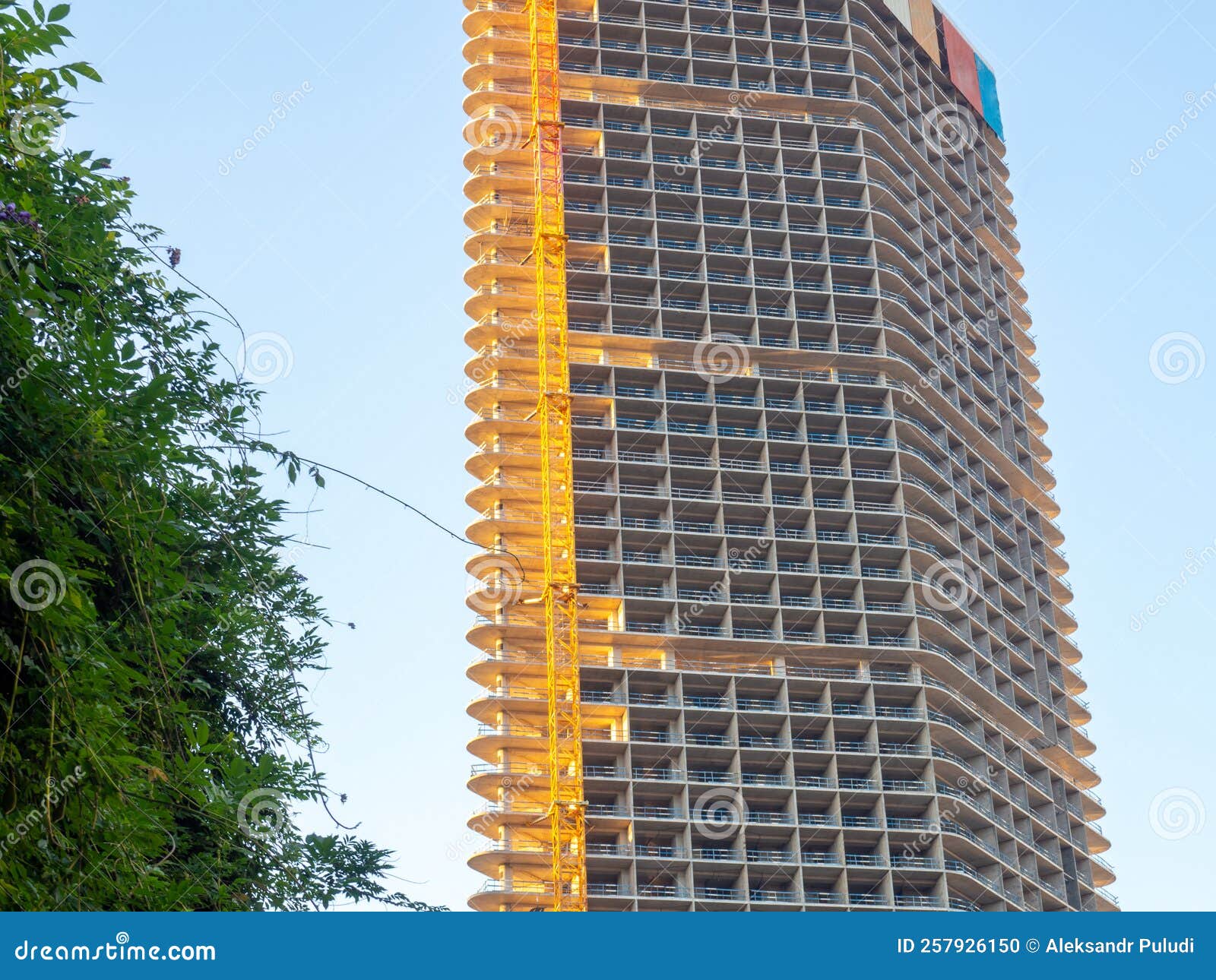 The Frame of a High-rise Building Under Construction. Reinforced ...