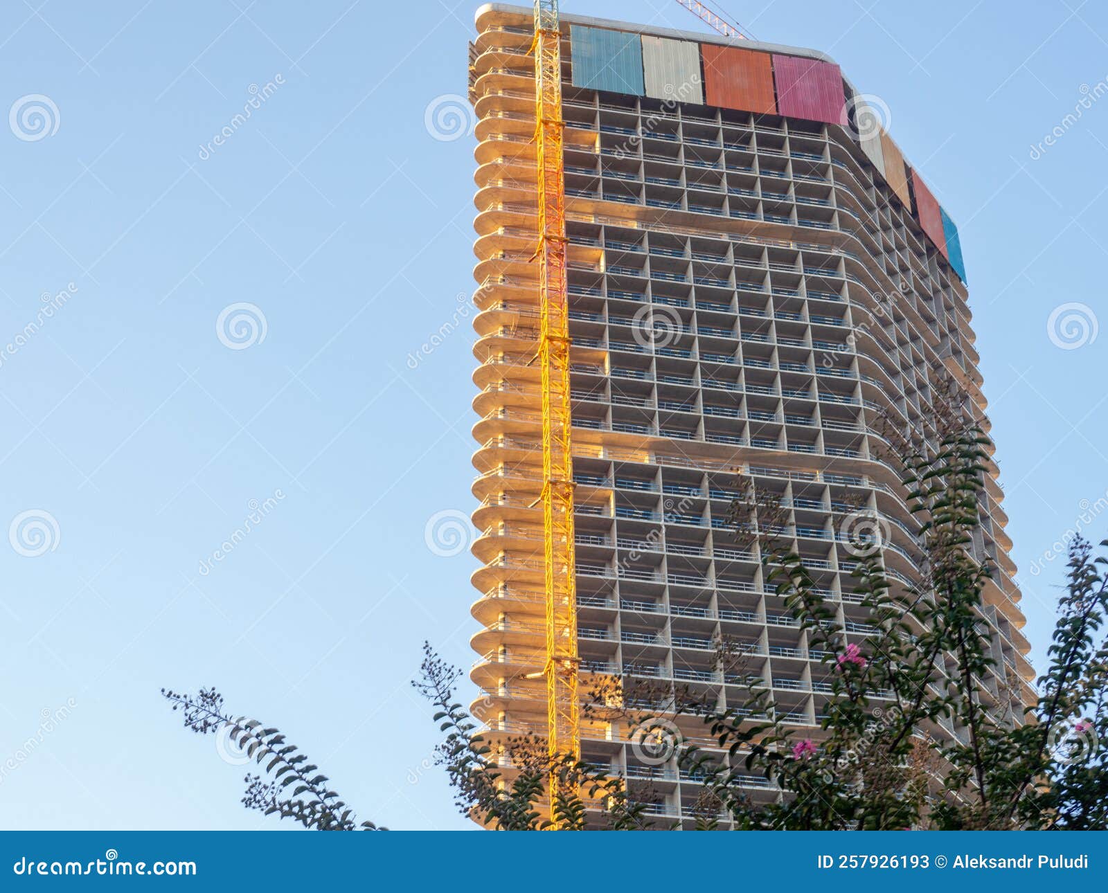 The Frame of a High-rise Building Under Construction. Reinforced ...