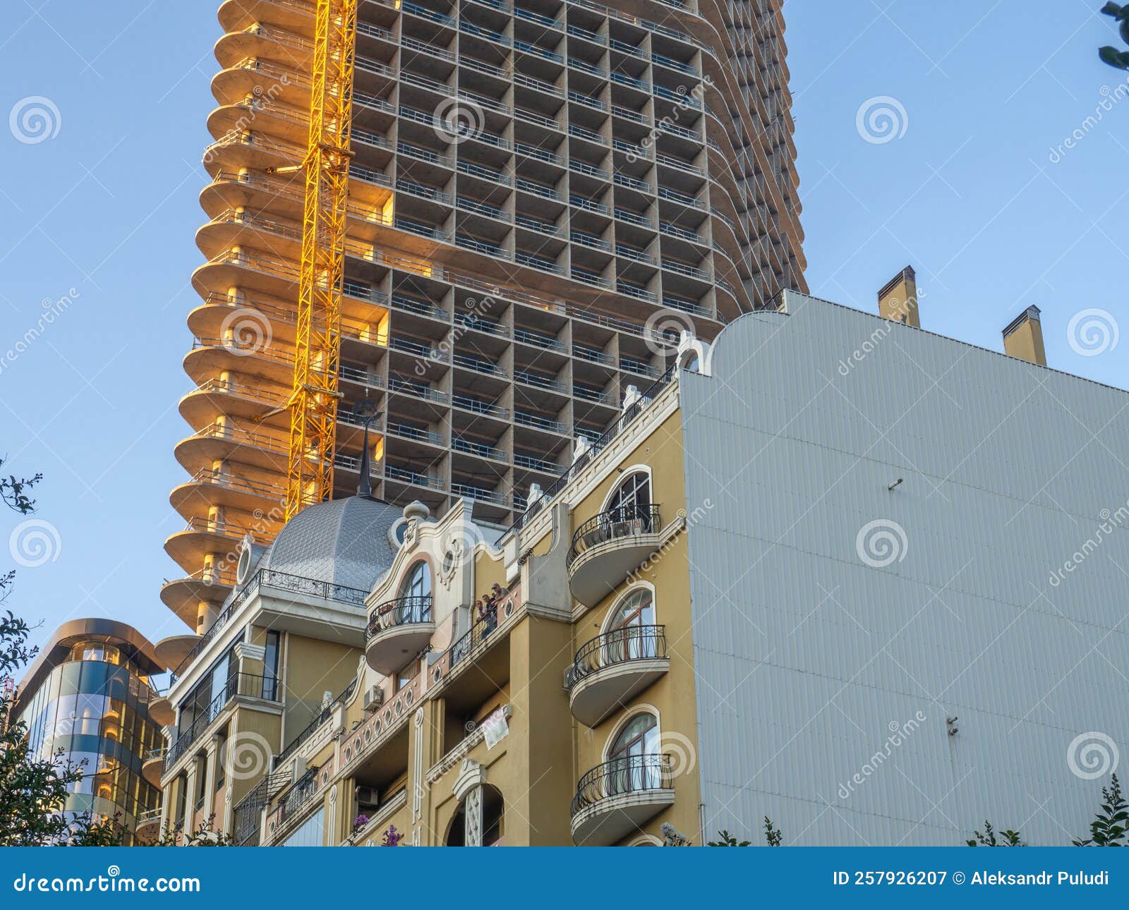 The Frame of a High-rise Building Under Construction. Reinforced ...