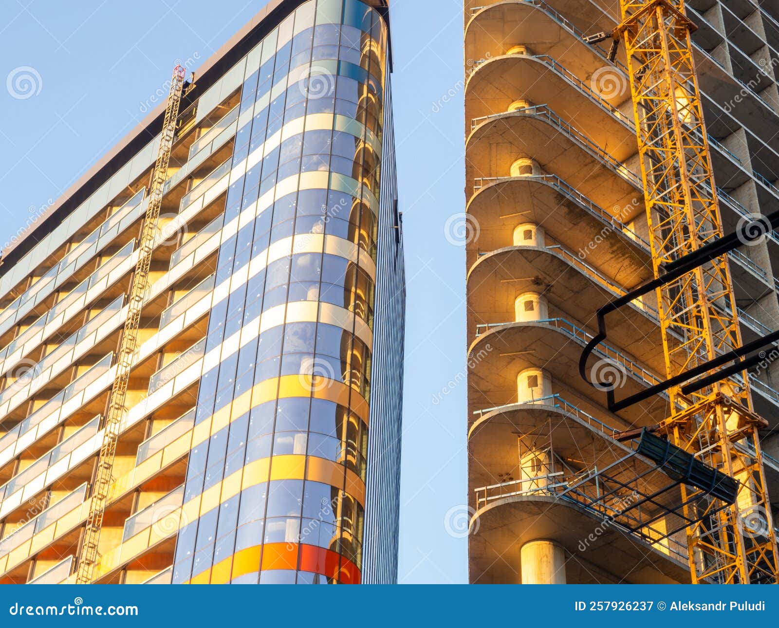 The Frame of a High-rise Building Under Construction. Reinforced ...