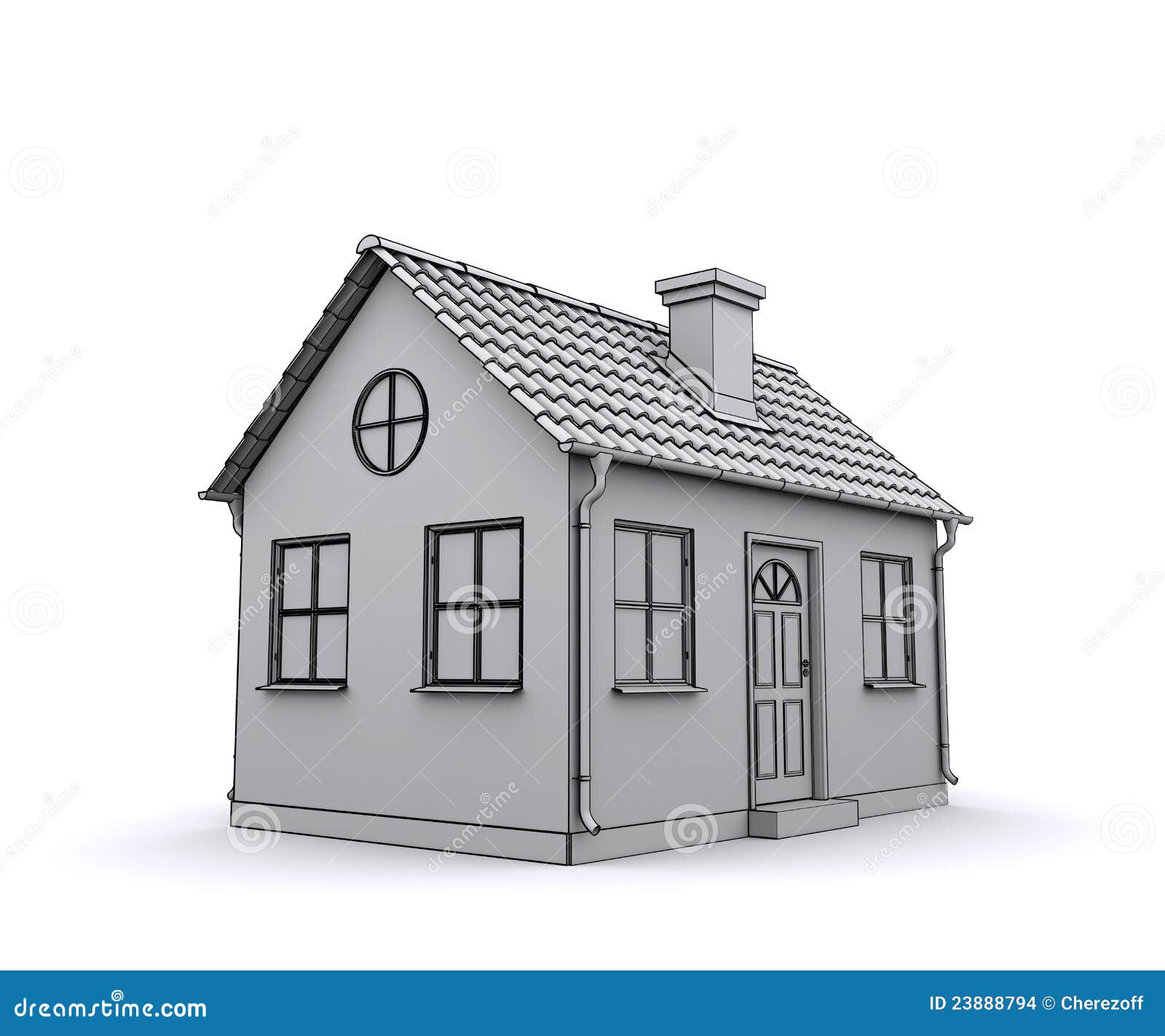 Frame House 3d Model of a White Stock Illustration - Illustration of ...
