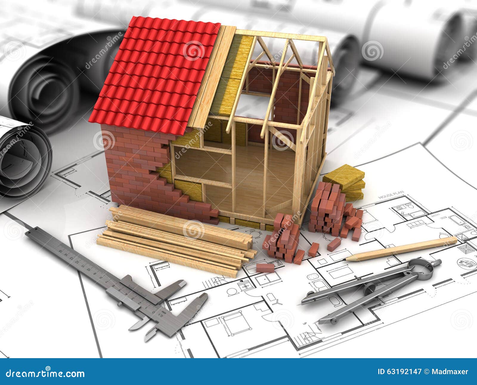 Frame house building stock illustration. Illustration of construction ...