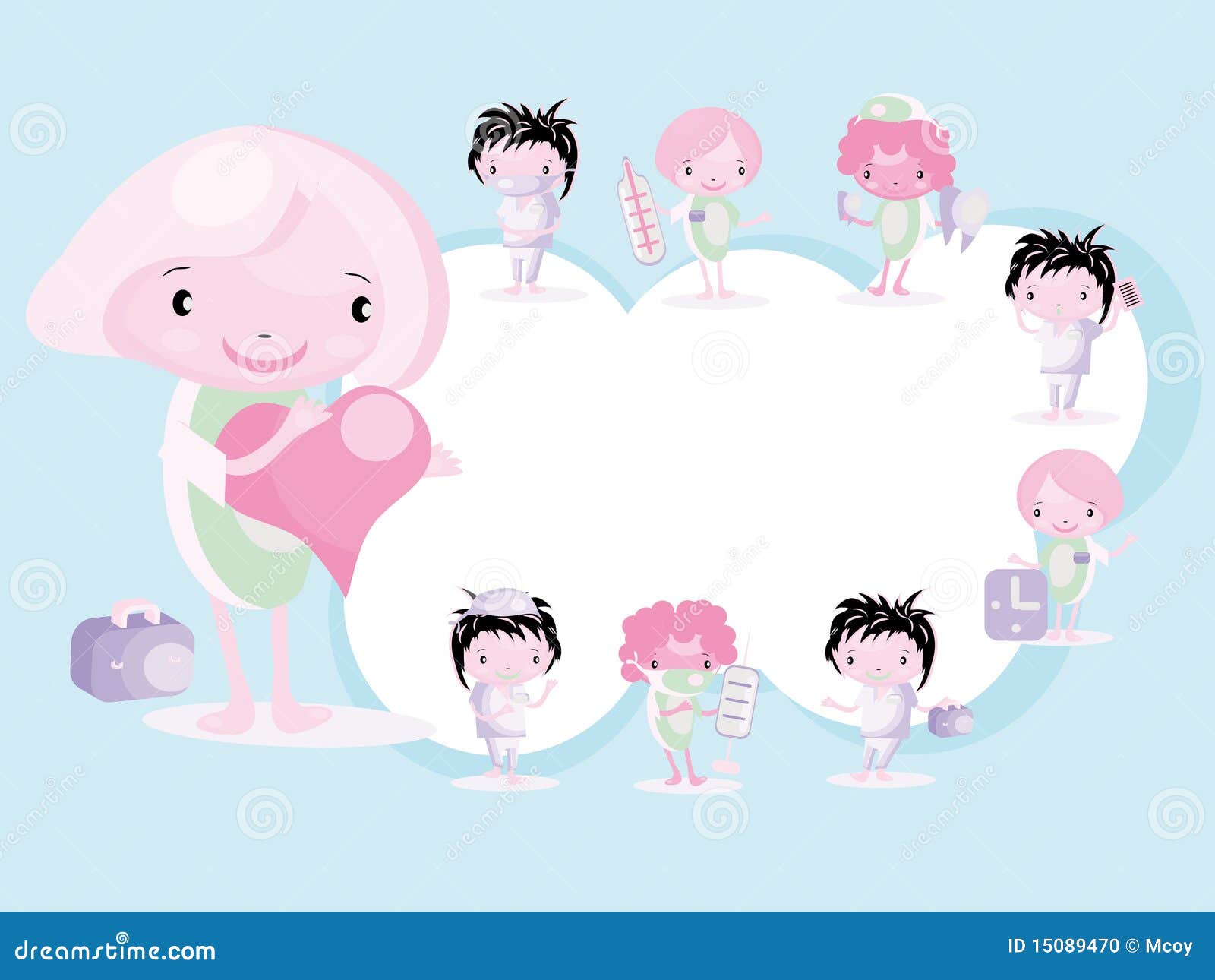 Frame with Icon Doctor Nurse Stock Illustration - Illustration of cute ...