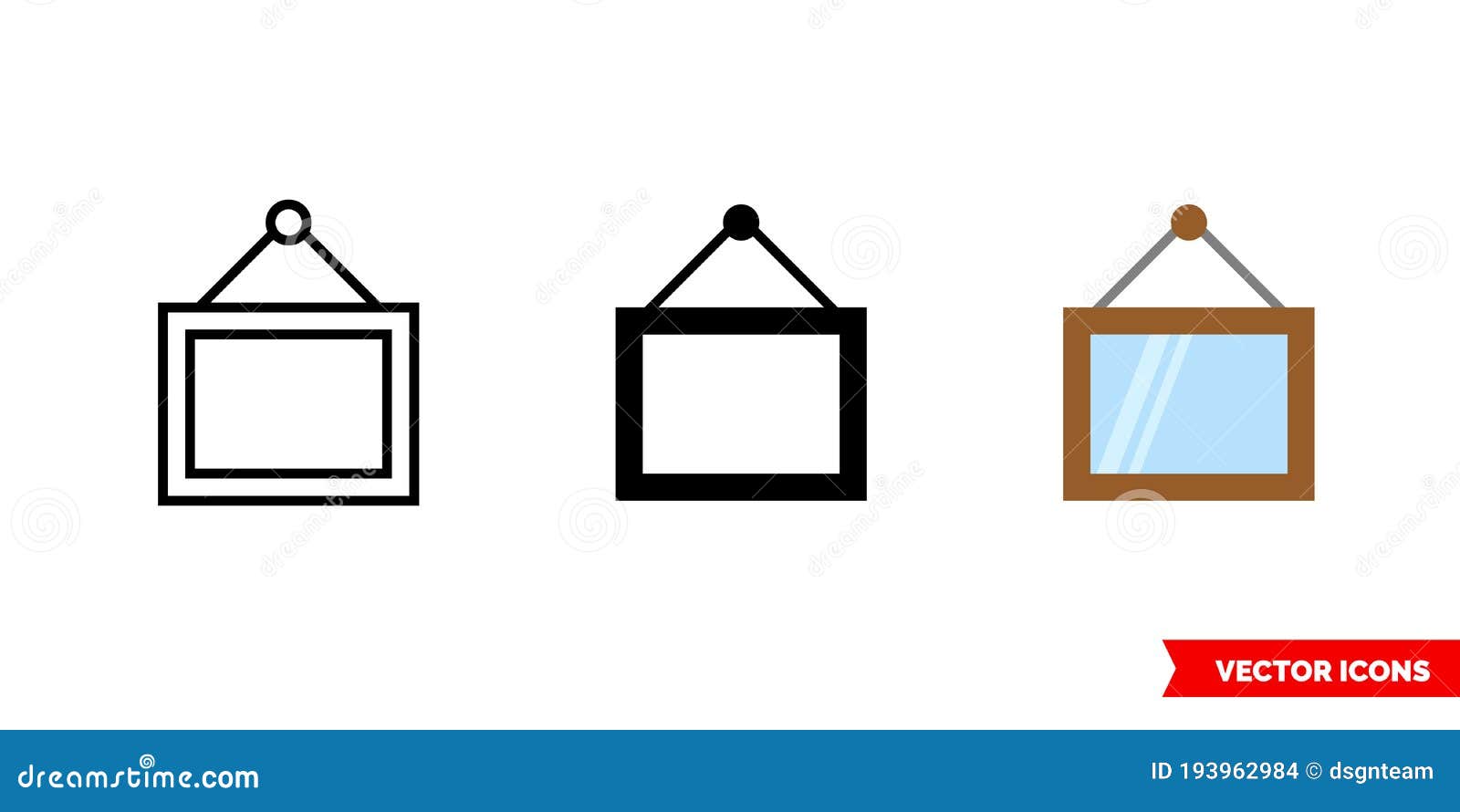 Frame Icon Of 3 Types Color Black And White Outline Isolated Vector