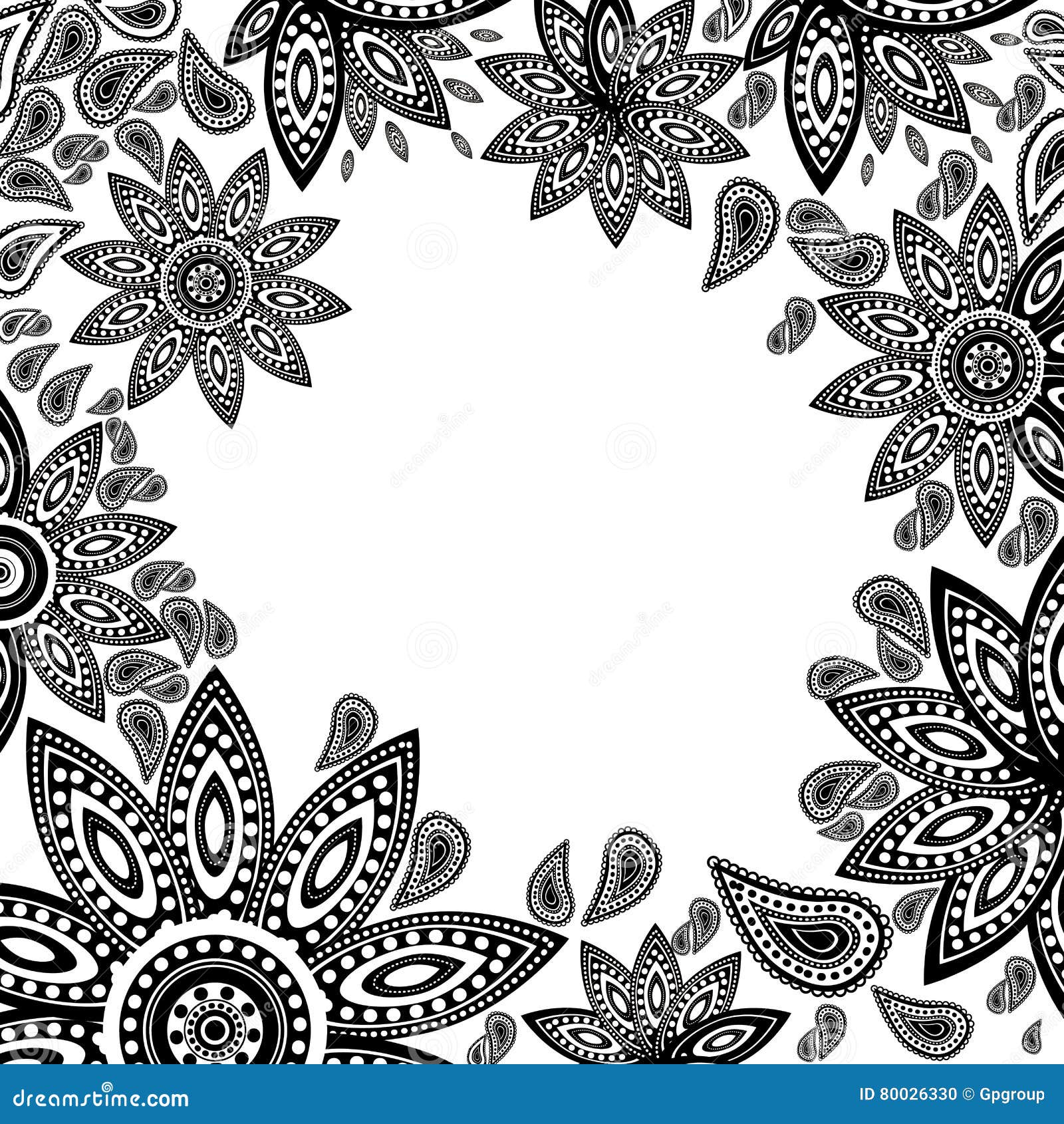 Frame of indian flowers stock vector. Illustration of flower - 80026330