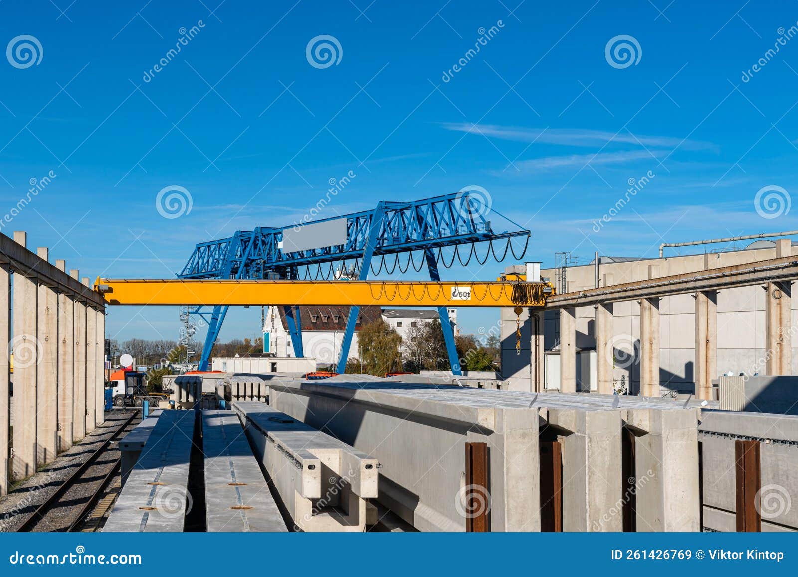 Frame of an Industrial Concrete Building Under Construction. Overhead ...
