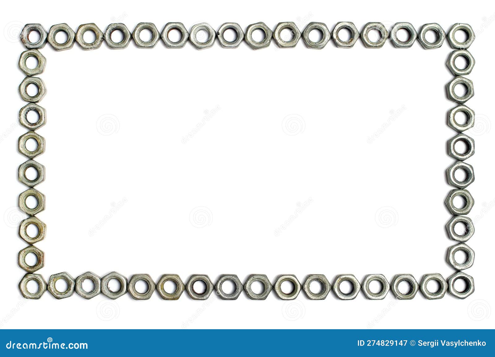 Frame of Iron Nuts on a White Background. Stock Image - Image of ...