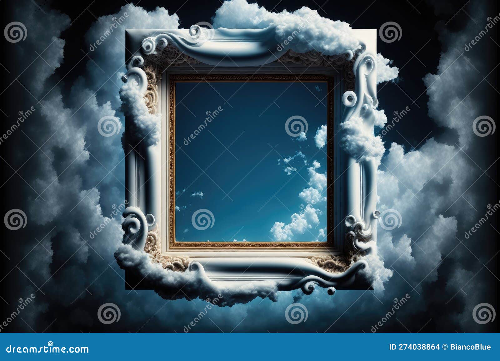 Frame Isolated on White Cloud Background in the Sky in Square Shape ...
