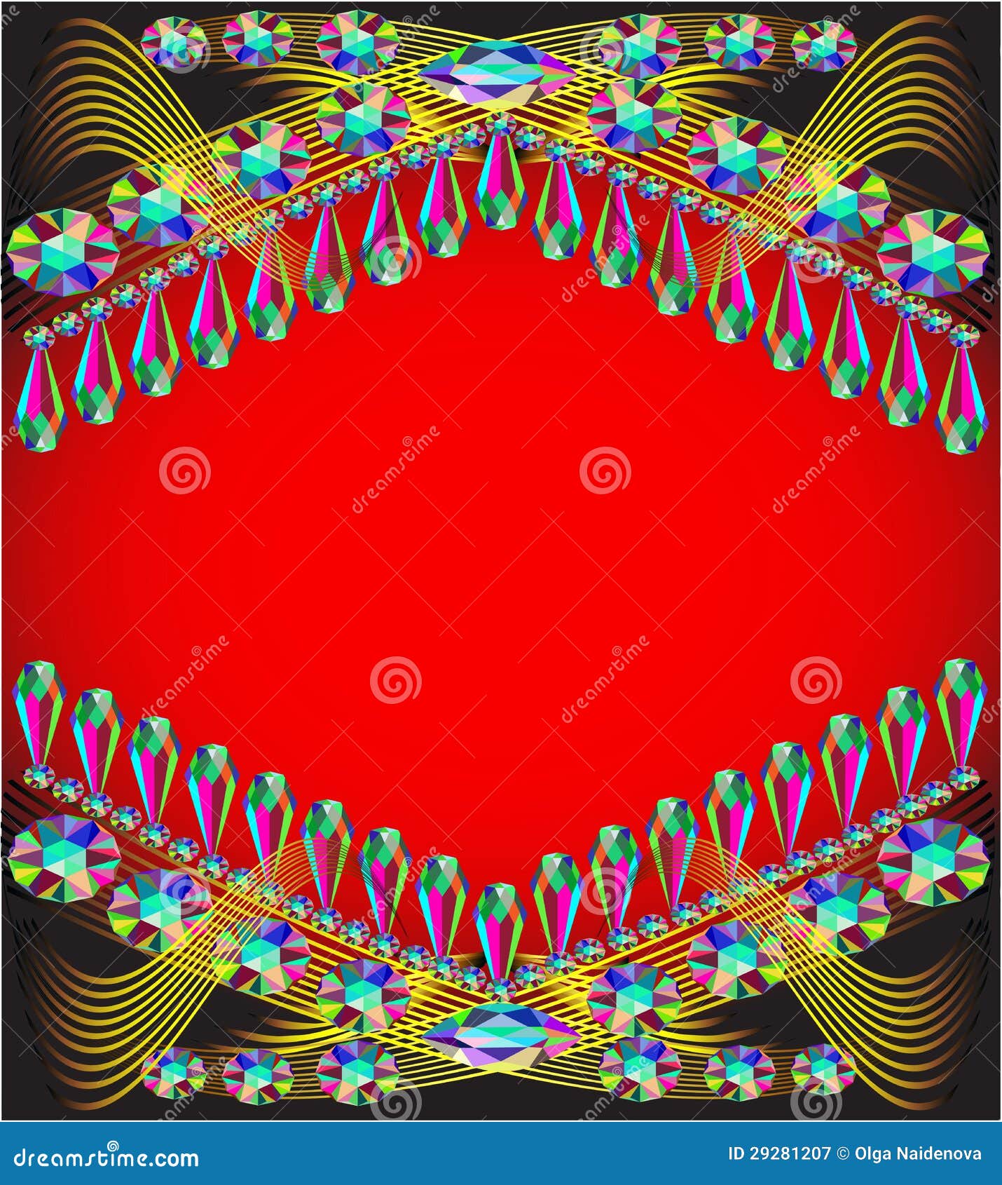 Frame with Jewels and Geometric Designs in Gold Stock Vector ...