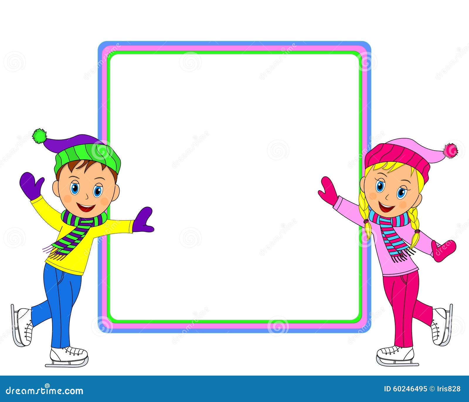 Frame with kids skating stock vector. Illustration of activity - 60246495