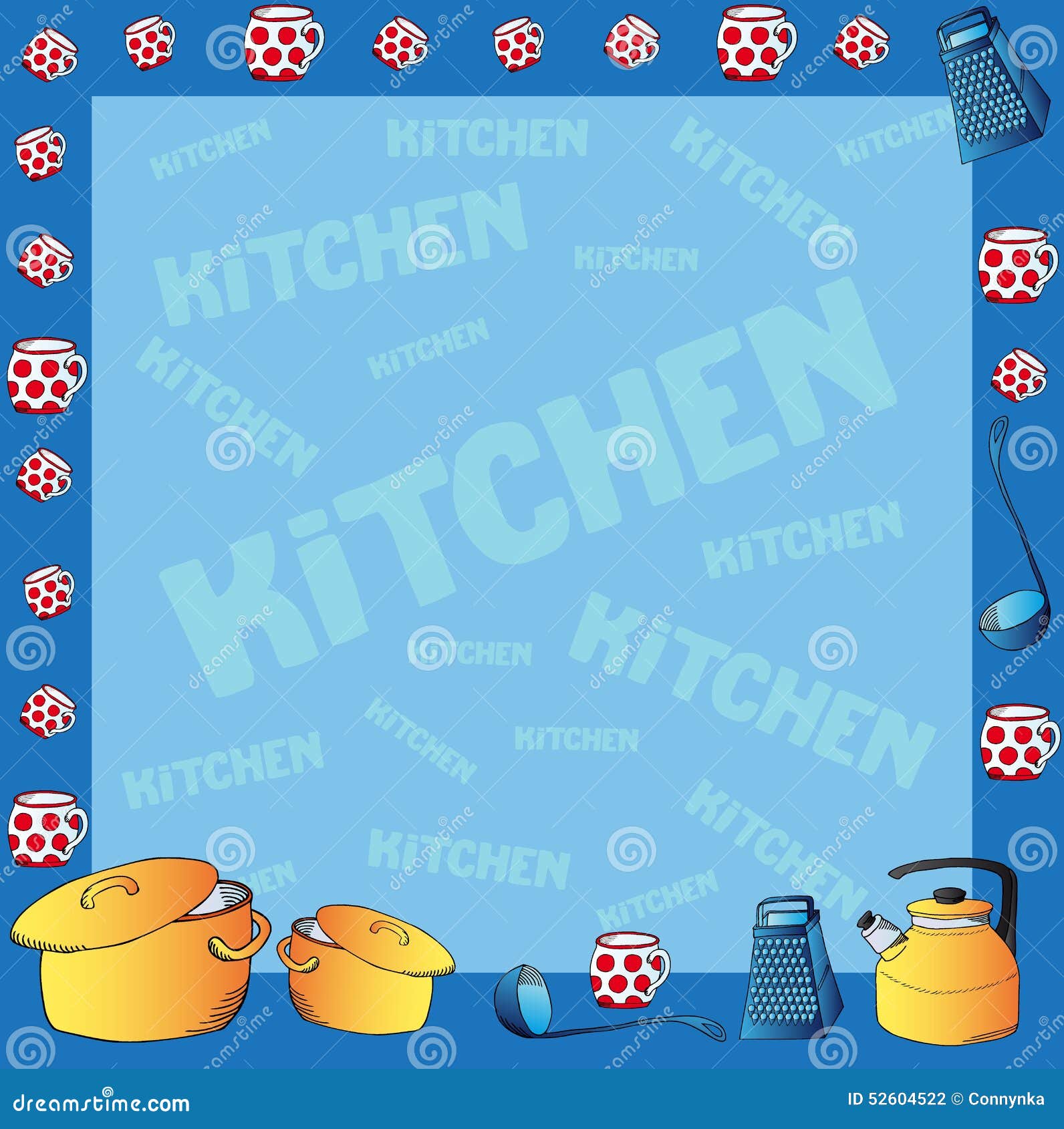 Frame with kitchen dishes stock vector. Illustration of teacup - 52604522