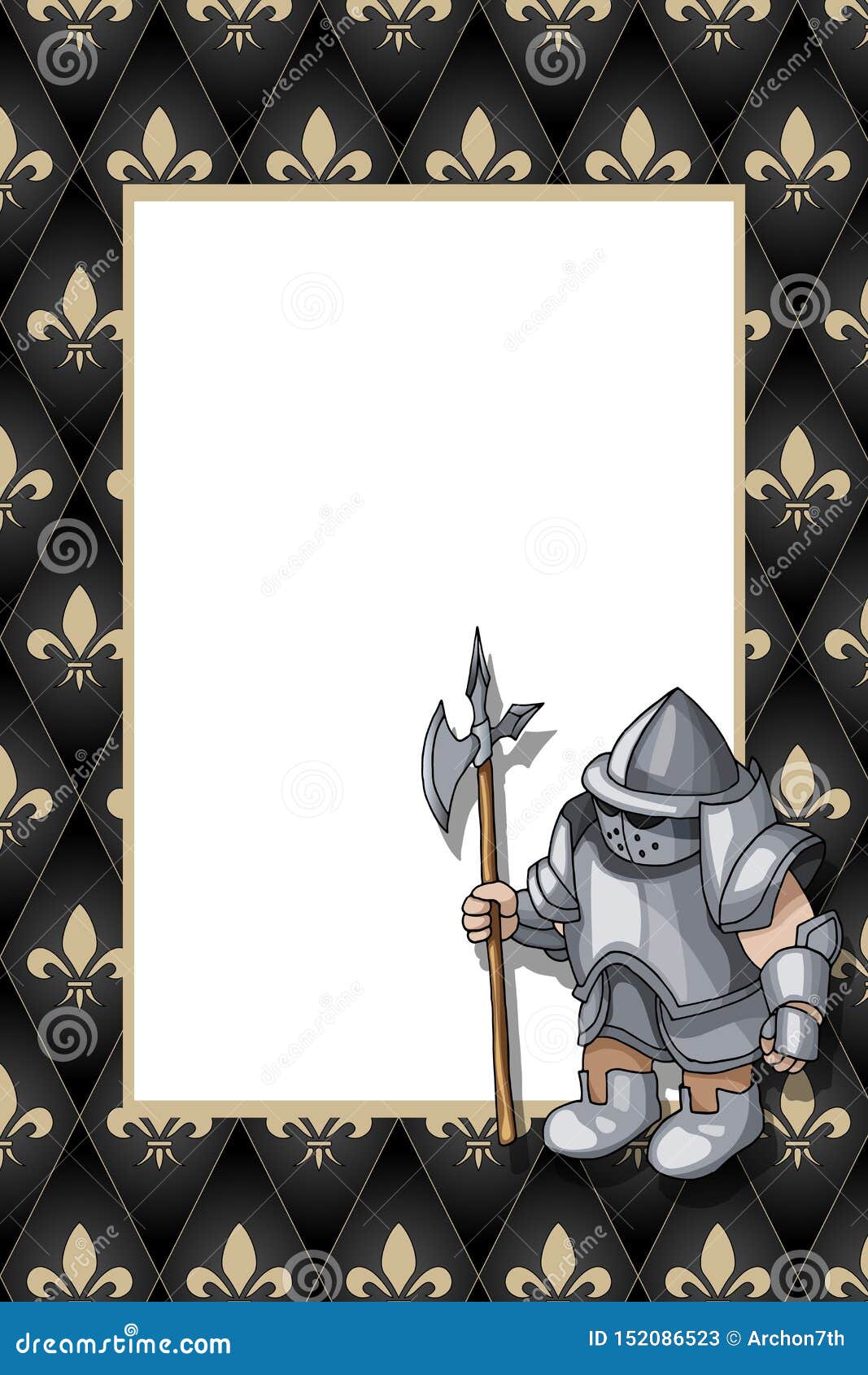 Frame With The Knight With Pike On The Medieval Background Cartoon ...