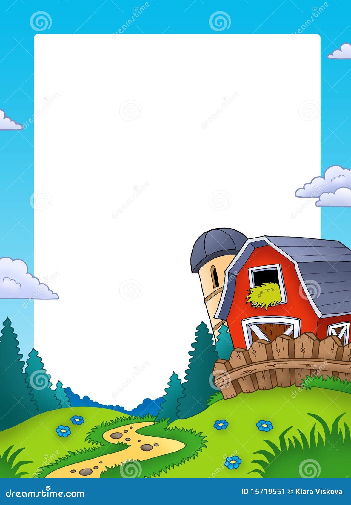 Frame With Barn And Farm Animals Royalty-Free Cartoon | CartoonDealer ...
