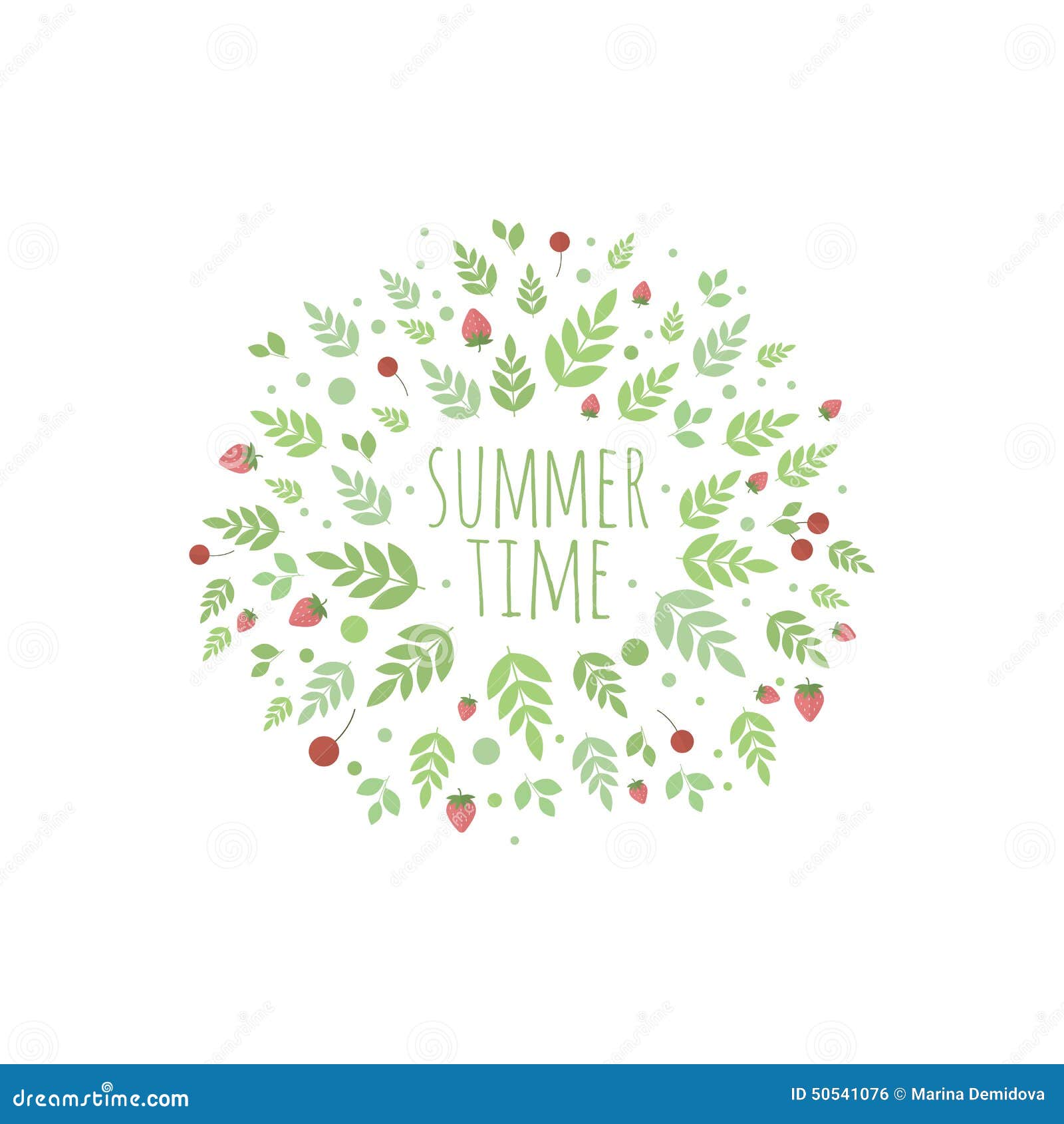 Frame with Leaves and Berries. Summer Time Stock Vector - Illustration ...