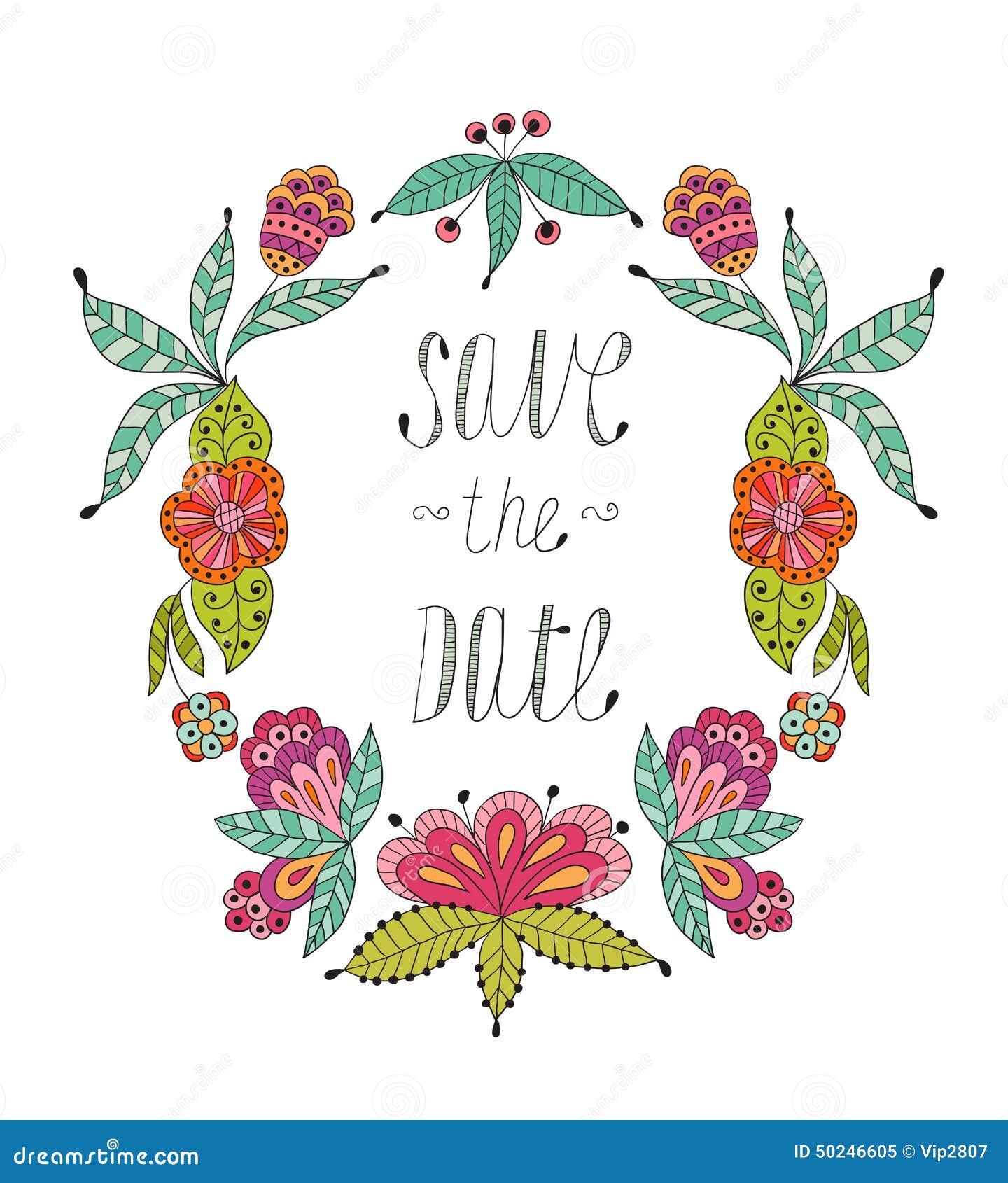 Frame of Leaves and Flowers with Text Stock Vector - Illustration of ...