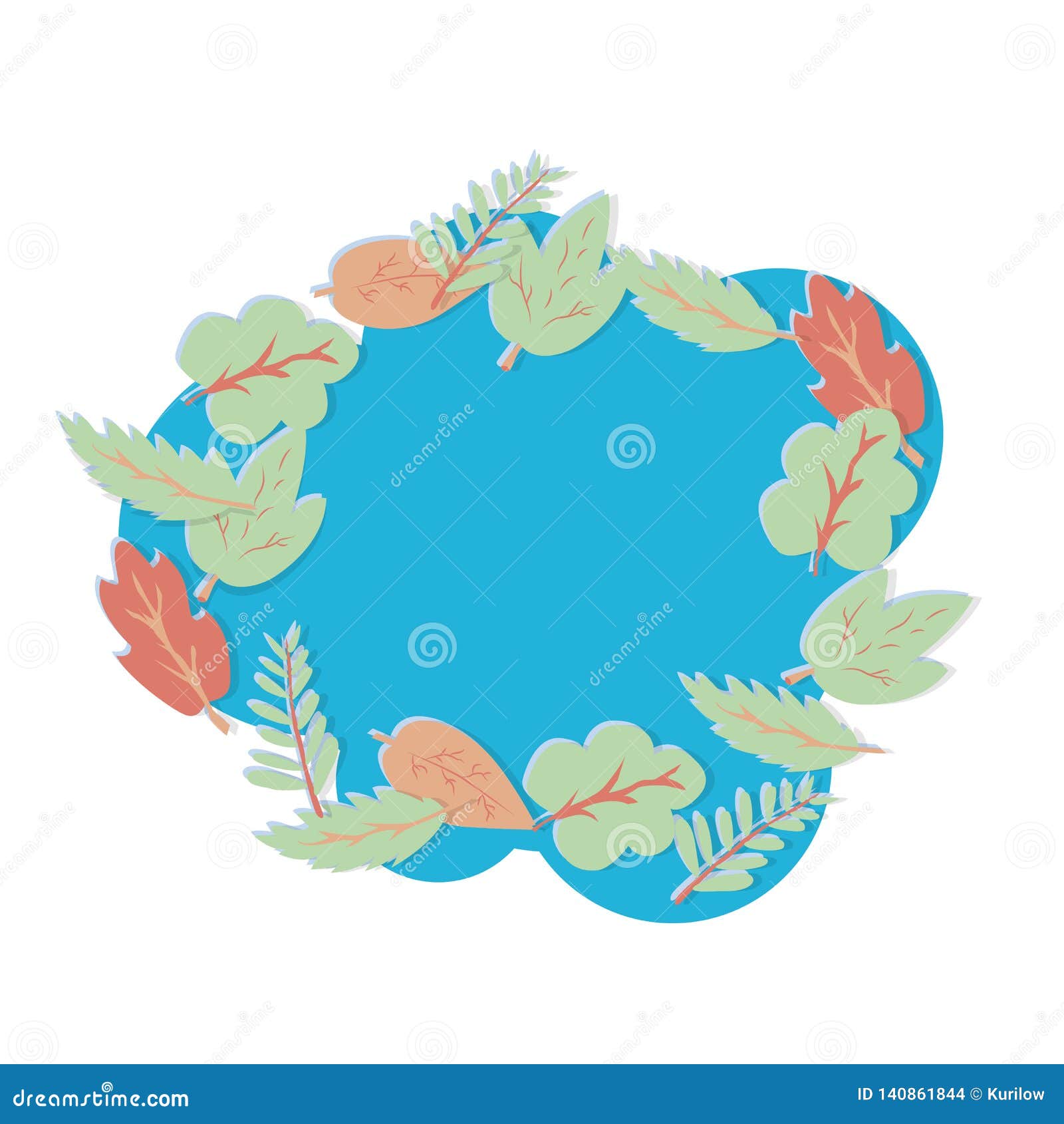 Frame of Leaves with Place for Text in Full Color Style. Flat Style ...