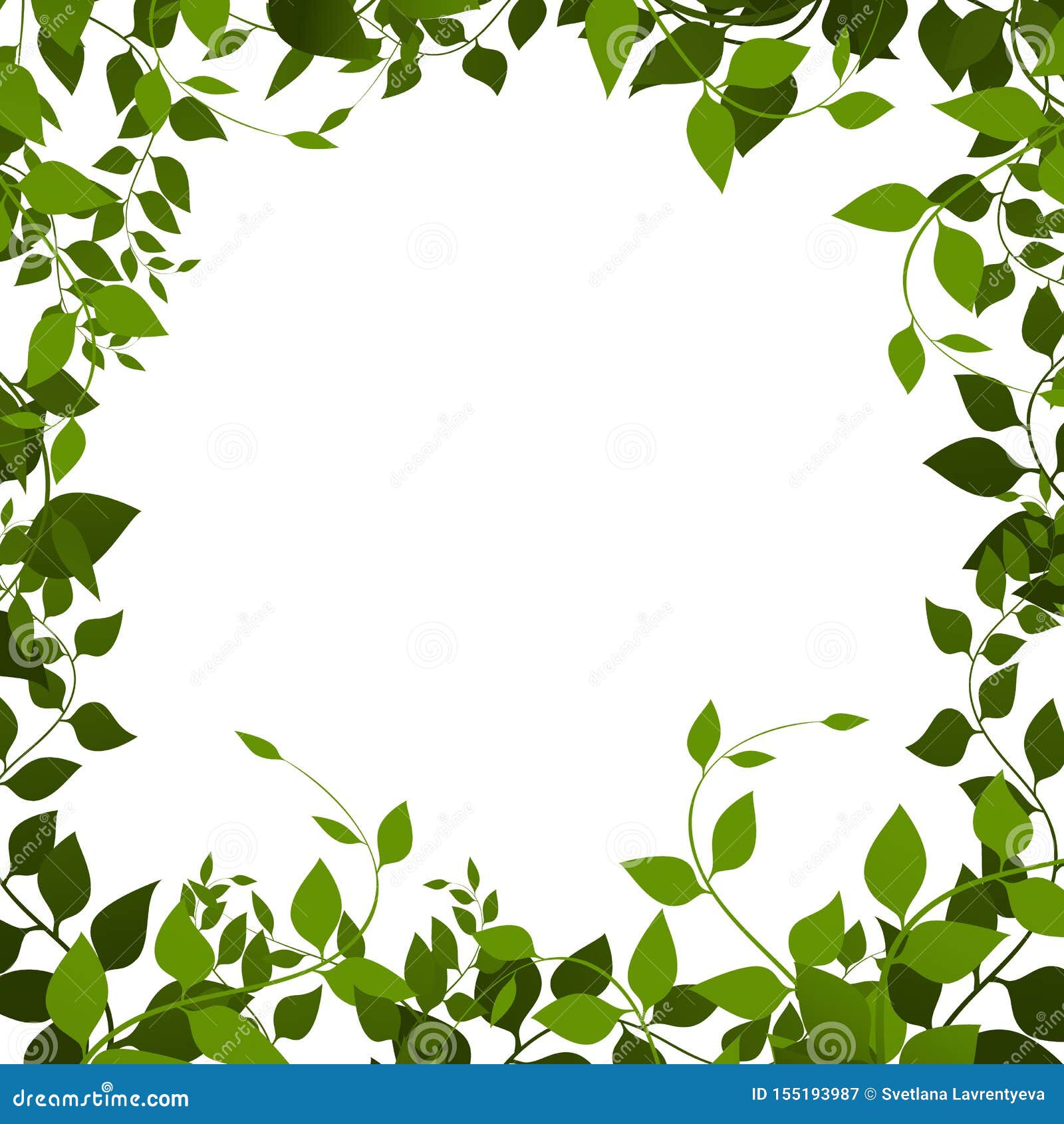 Frame of Leaves, Vector on White. Dense Foliage Stock Vector ...