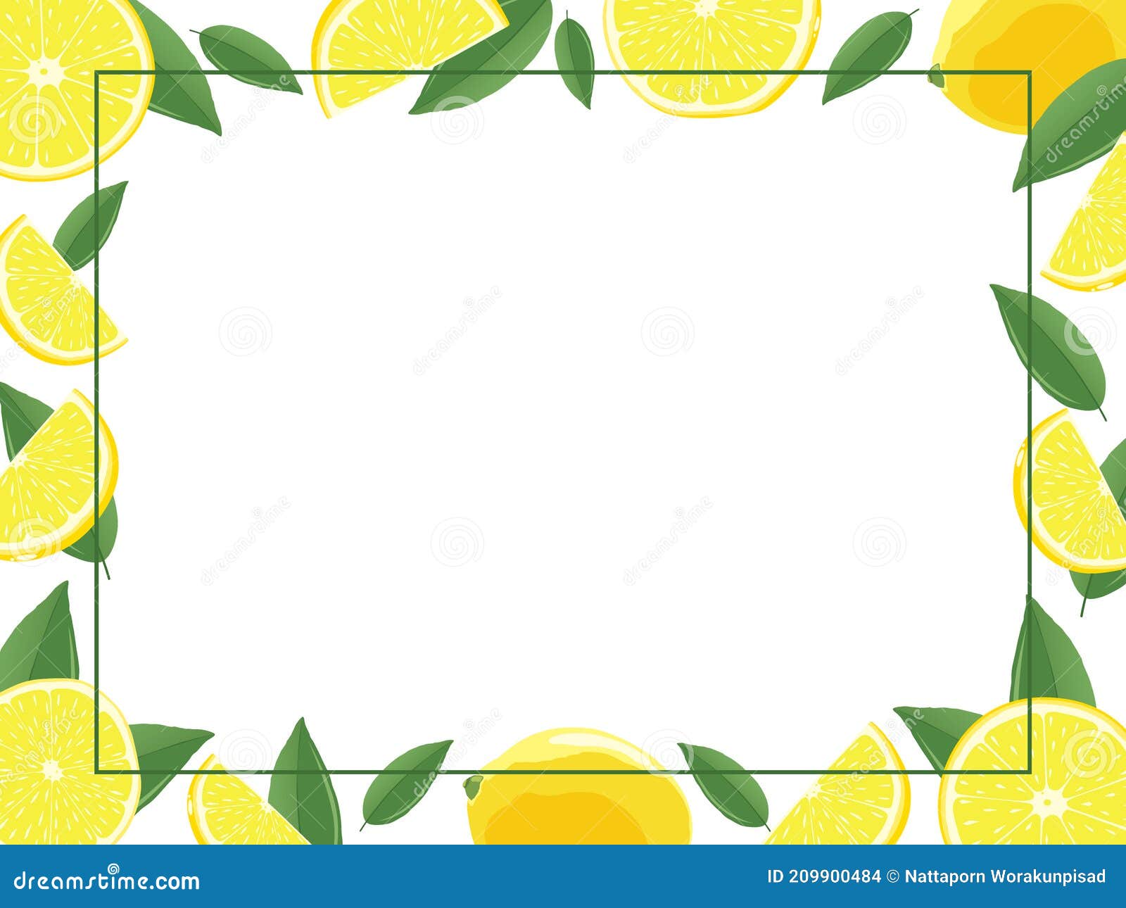 Frame with Lemons on White Background. Stock Vector - Illustration of ...