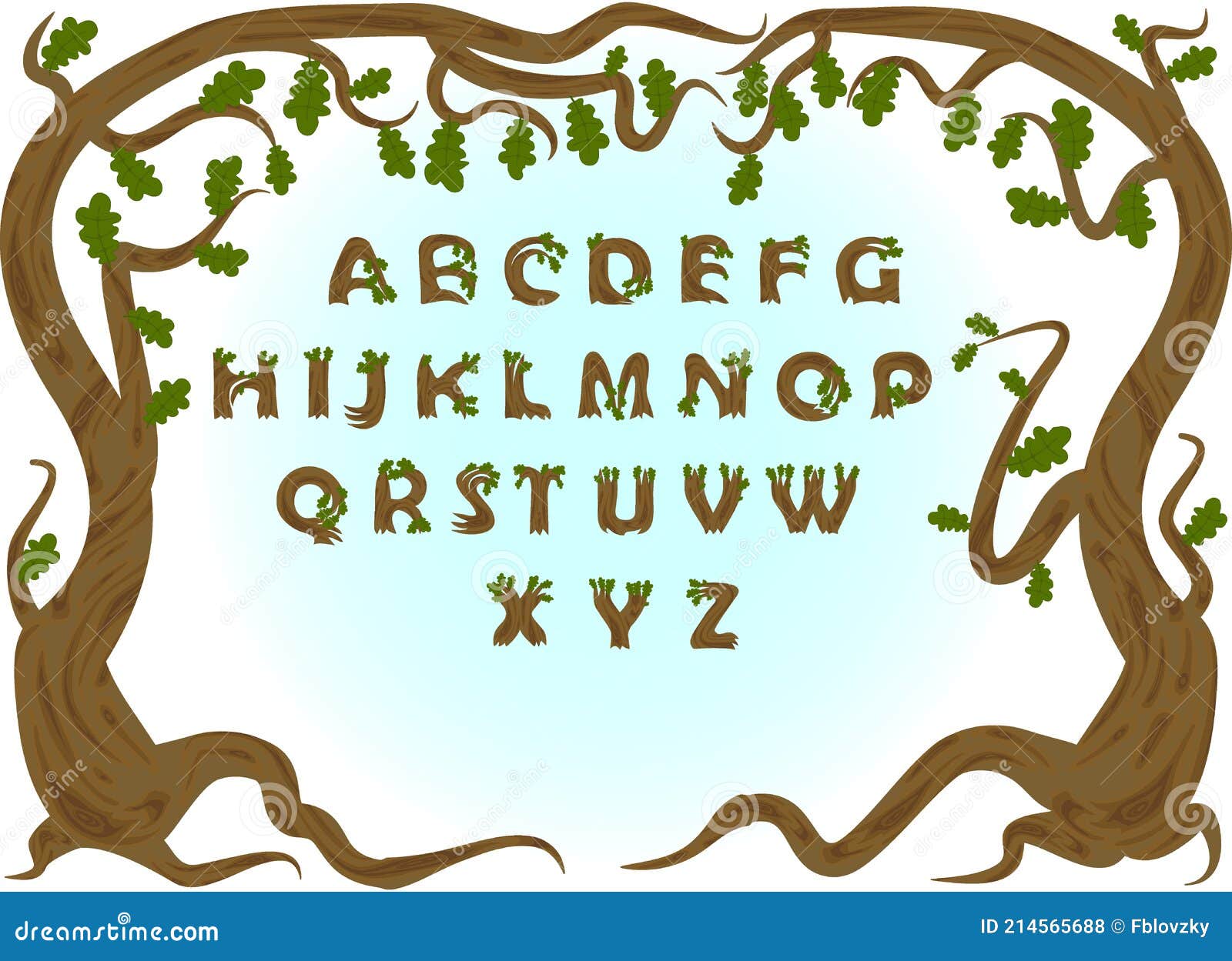 Frame and Letters in the Form of Trees with Leaves Stock Vector ...