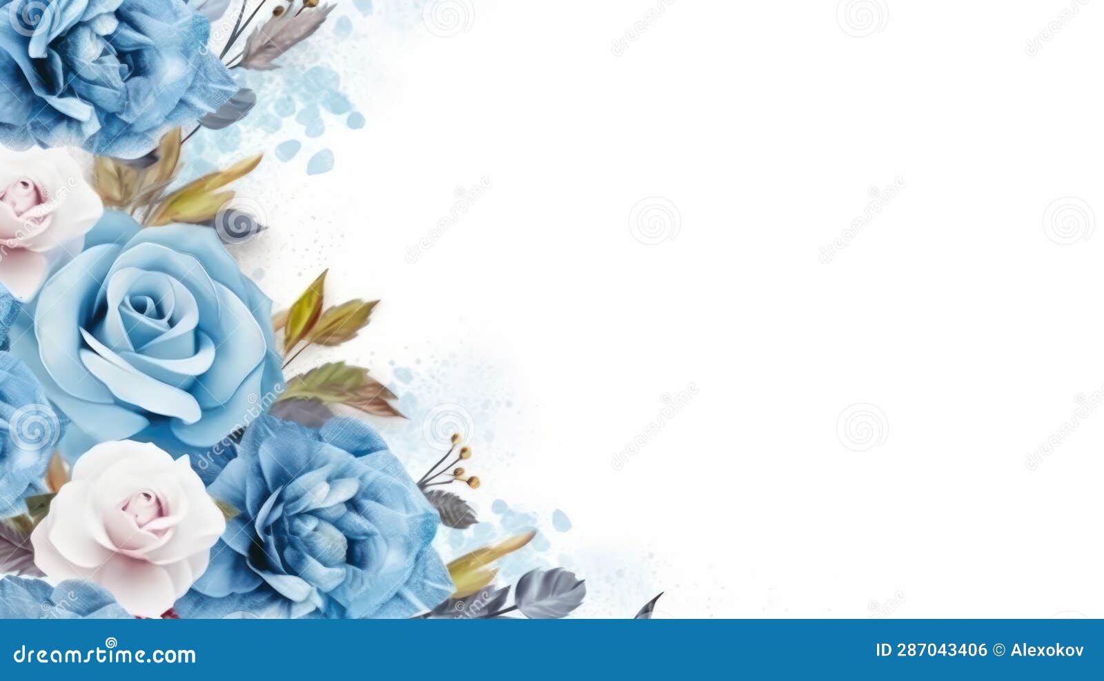 Frame of Light Blue Roses in Bright Shades AI Generated Stock ...