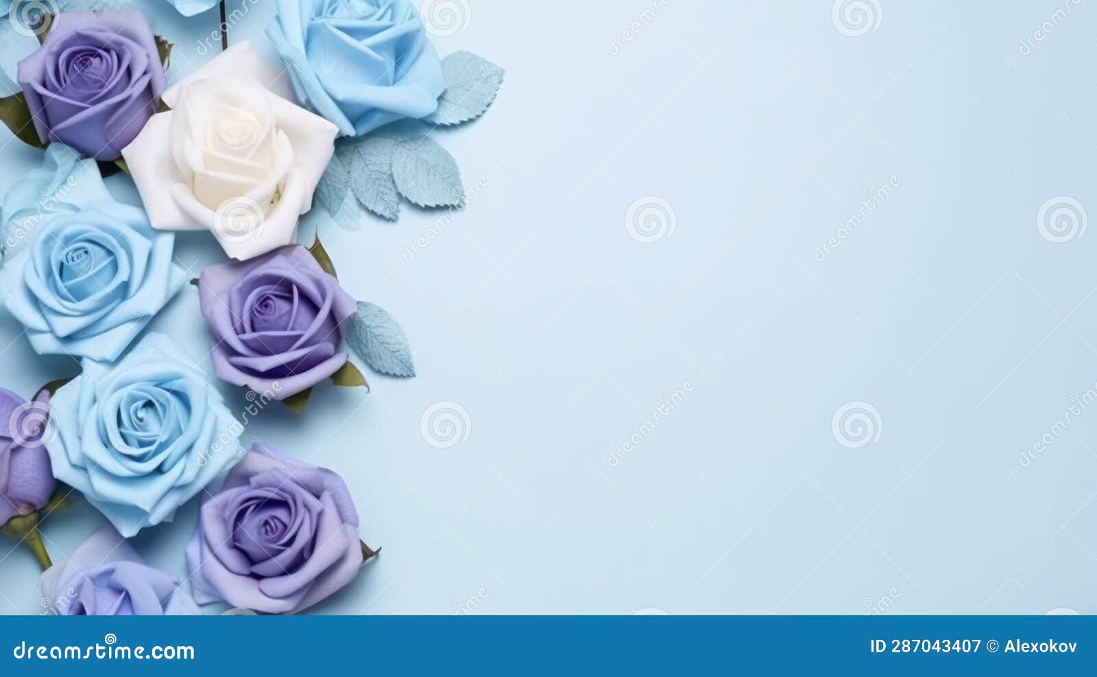 Frame of Light Blue Roses in Bright Shades AI Generated Stock ...