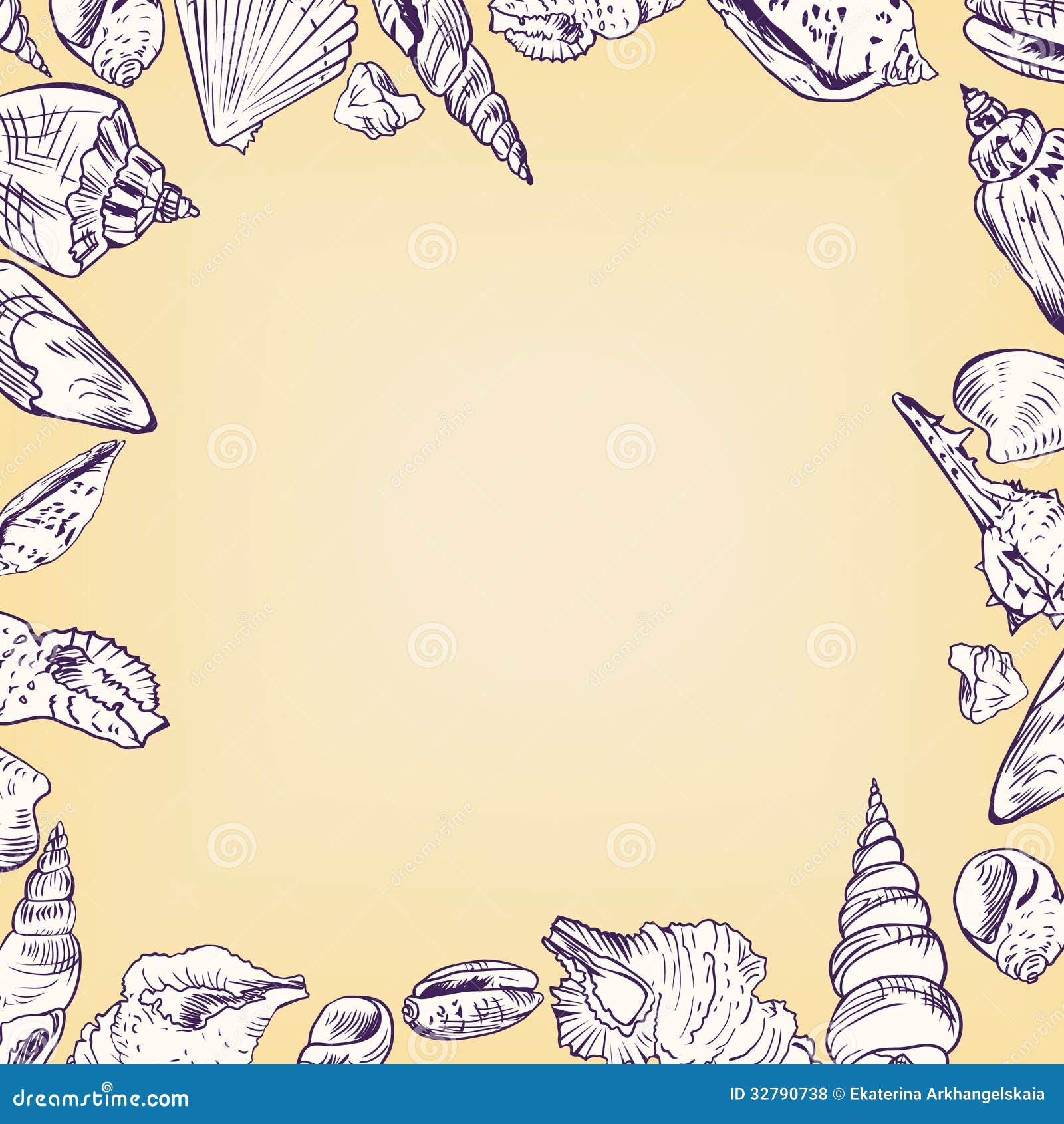 Frame of Linear Drawing Shells Stock Vector - Illustration of symbol ...
