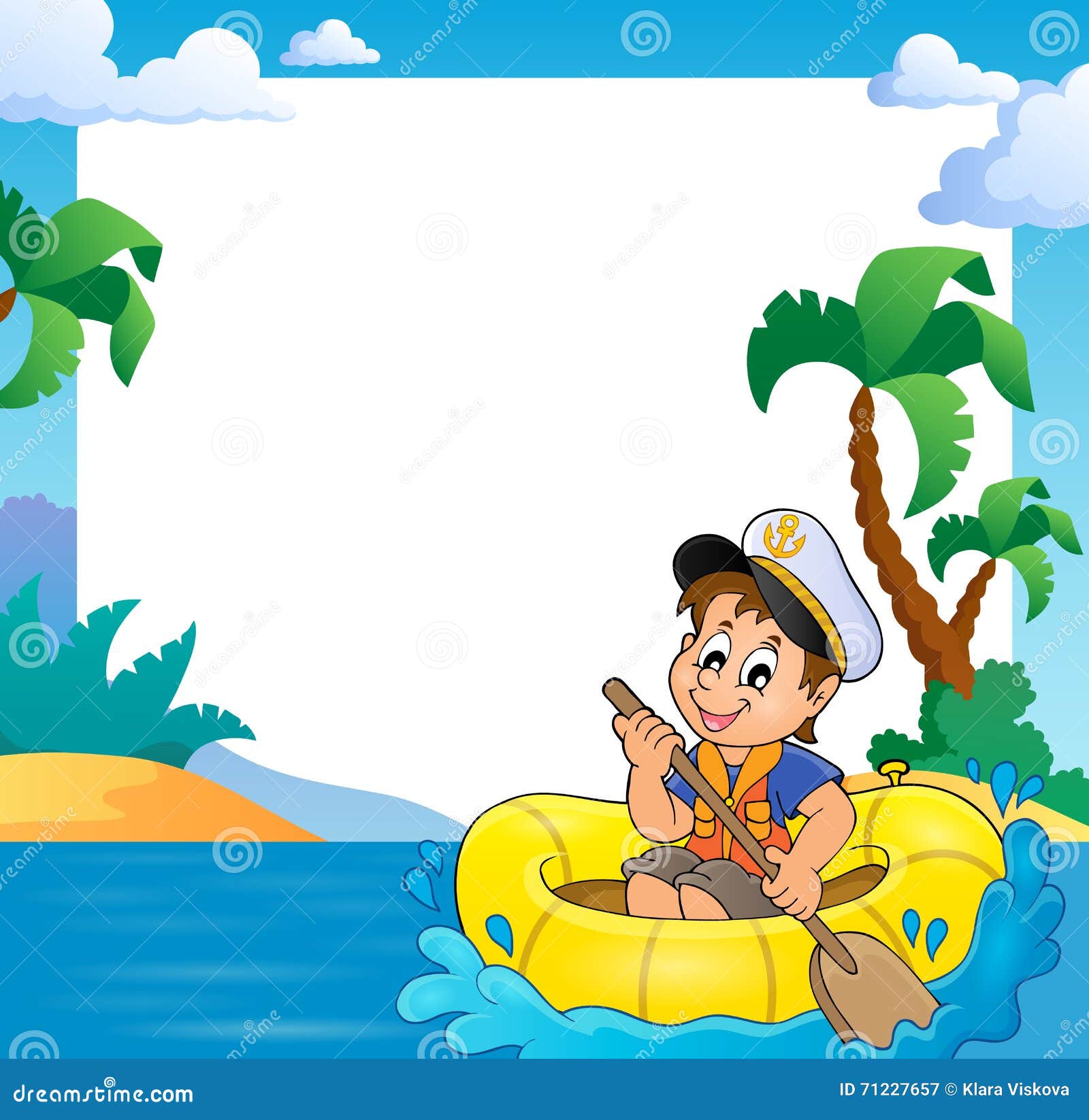 Frame with Little Sailor in Boat Stock Vector - Illustration of boat ...