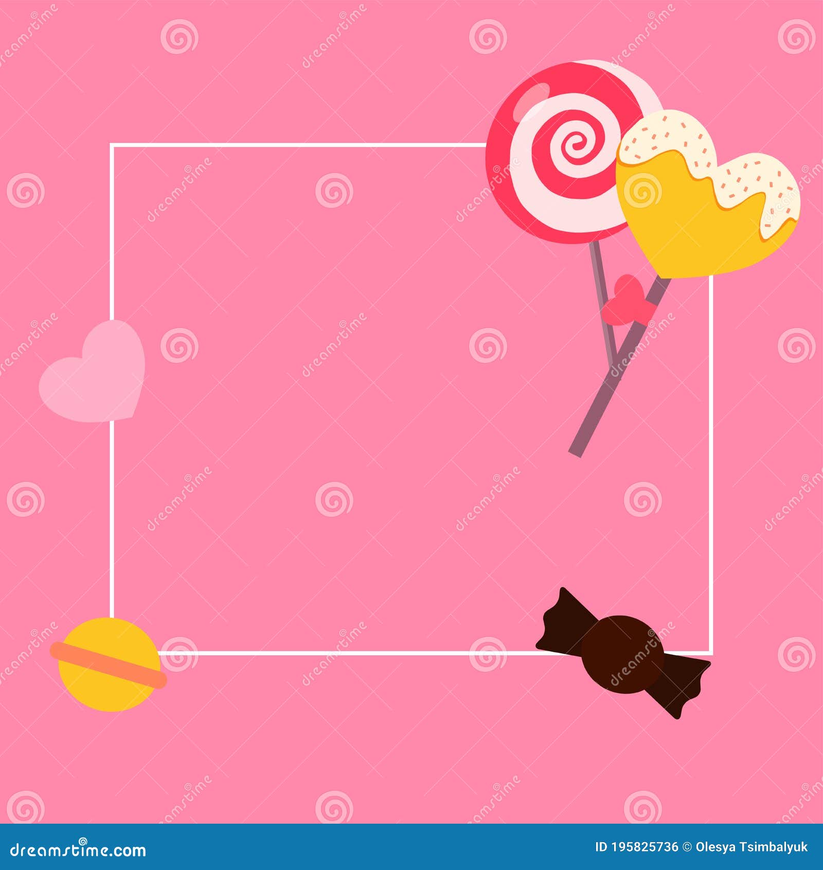 Frame with Lollipops on a Pink Background, Vector Graphics Stock Vector ...