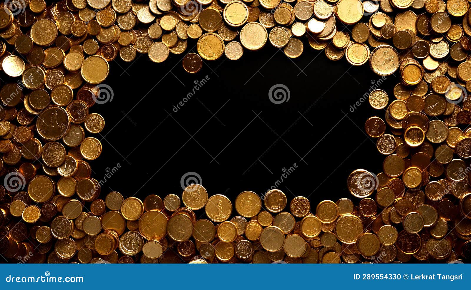 Frame mad by golden coins stock illustration. Illustration of pattern ...