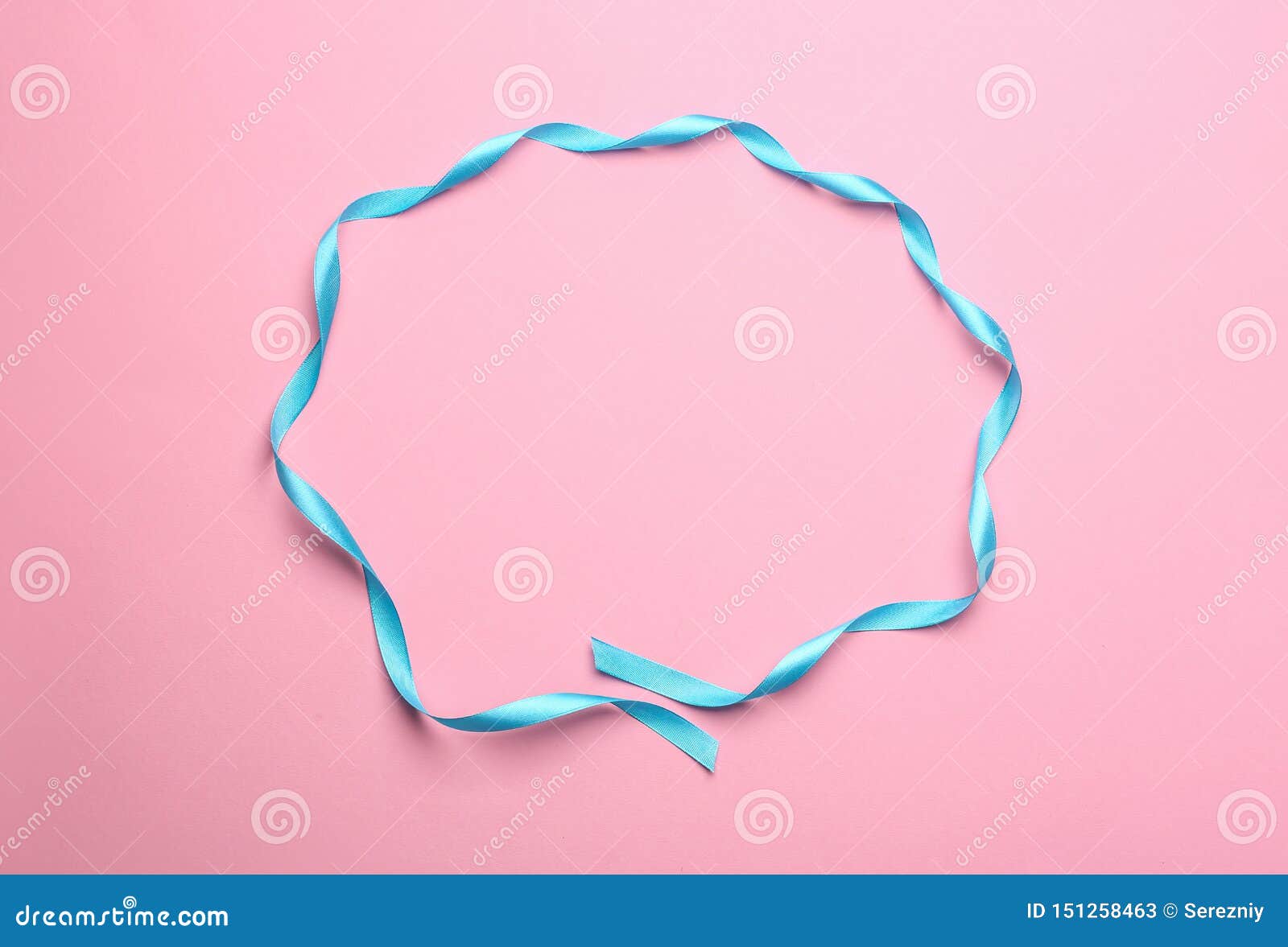 Frame Made of Blue Ribbon on Color Background Stock Image - Image of ...
