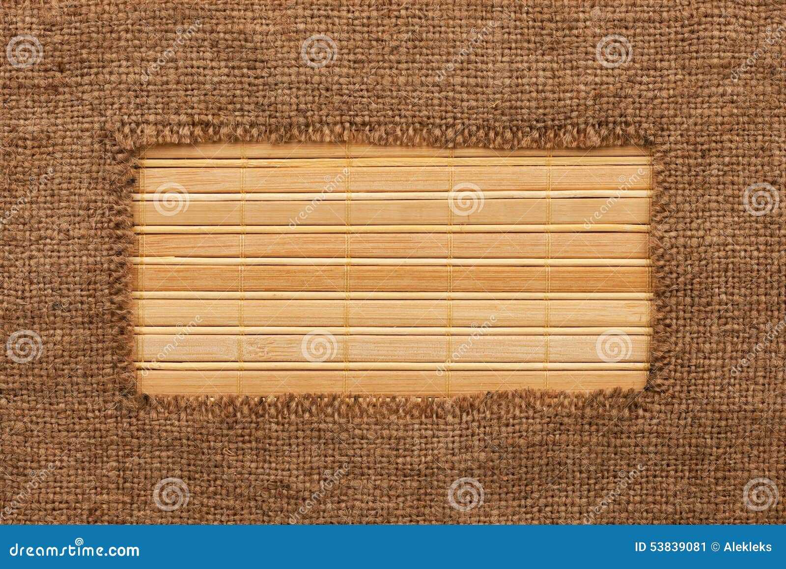 Frame Made of Burlap Lying on a Bamboo Mat Stock Image - Image of ...