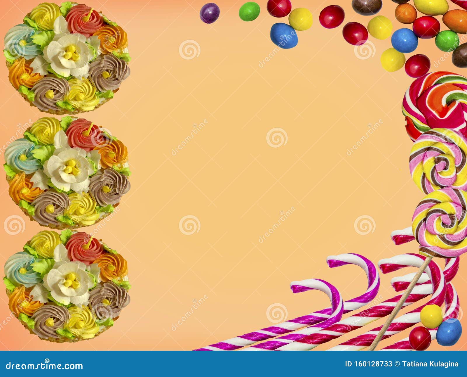 Frame Made of Cakes and Sweets. Stock Image - Image of caramel ...