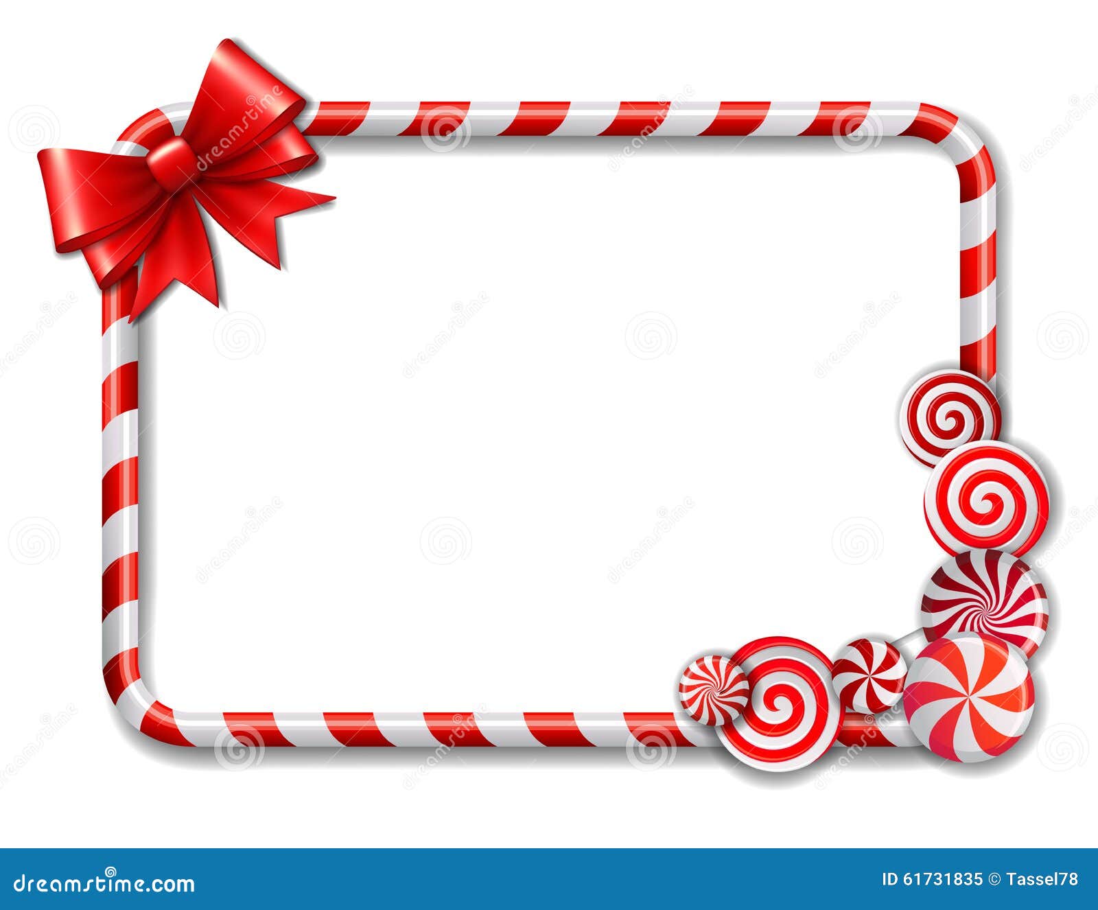 Candy Cane Frame Border For Christmas Design Isolated On White B Vector ...