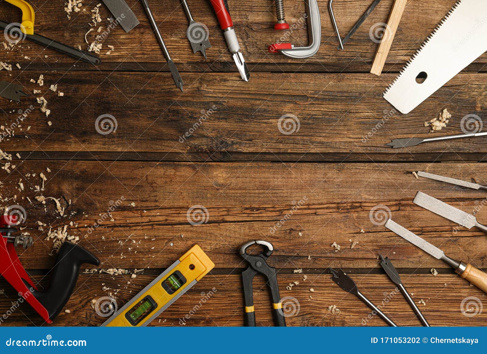 Frame Made with Carpenter`s Tools on Background, Flat Lay. Space for ...