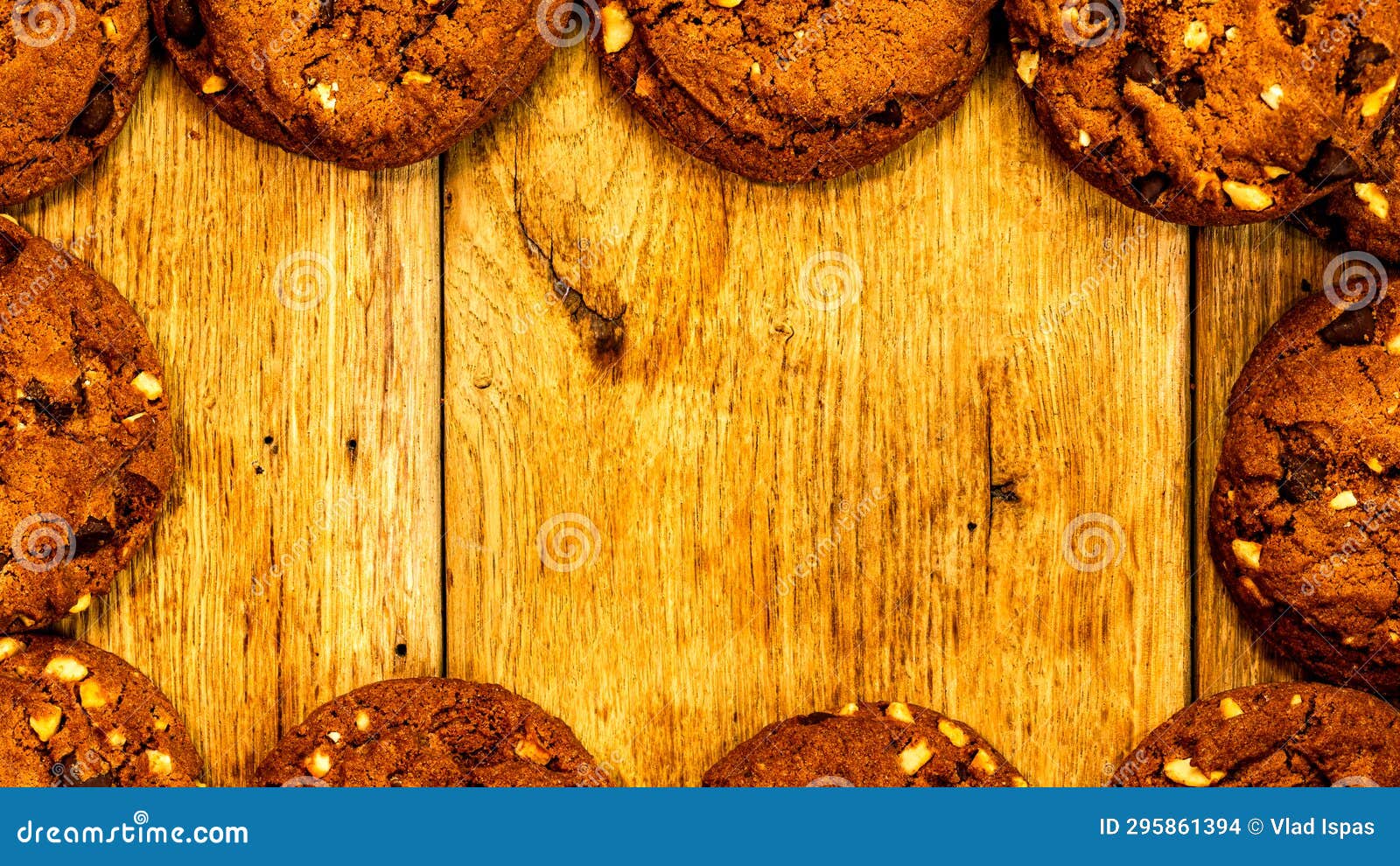 Frame Made of Chocolate Chip Cookies, Biscuits, Top View with Copy ...