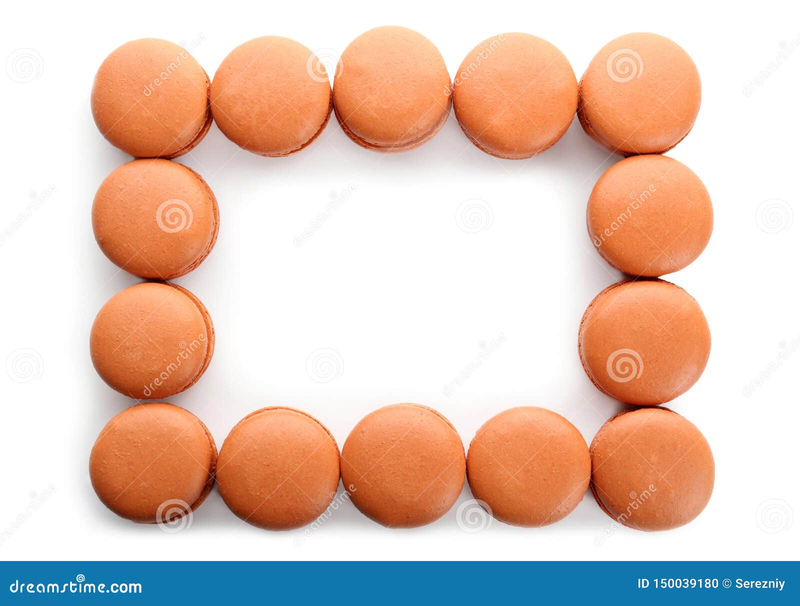 Frame Made of Chocolate Macarons on White Background Stock Photo ...