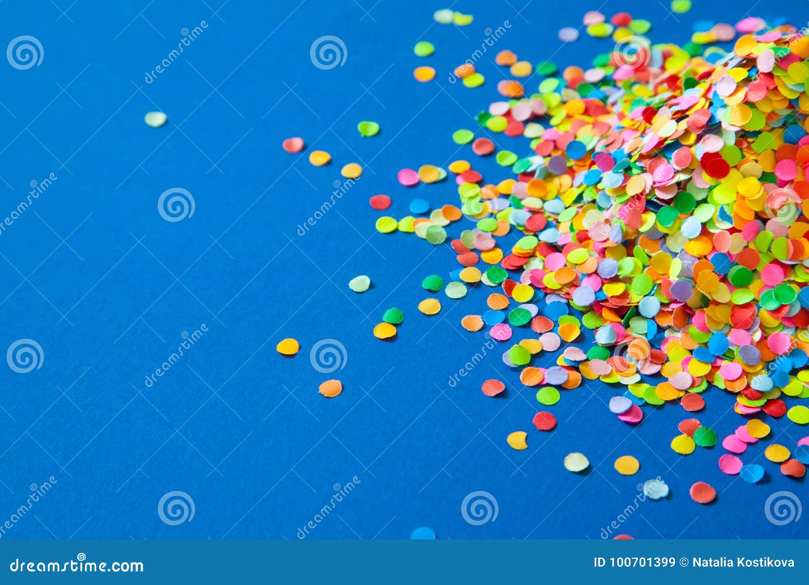 Frame Made of Colored Confetti. Blue Background. Stock Image - Image of ...