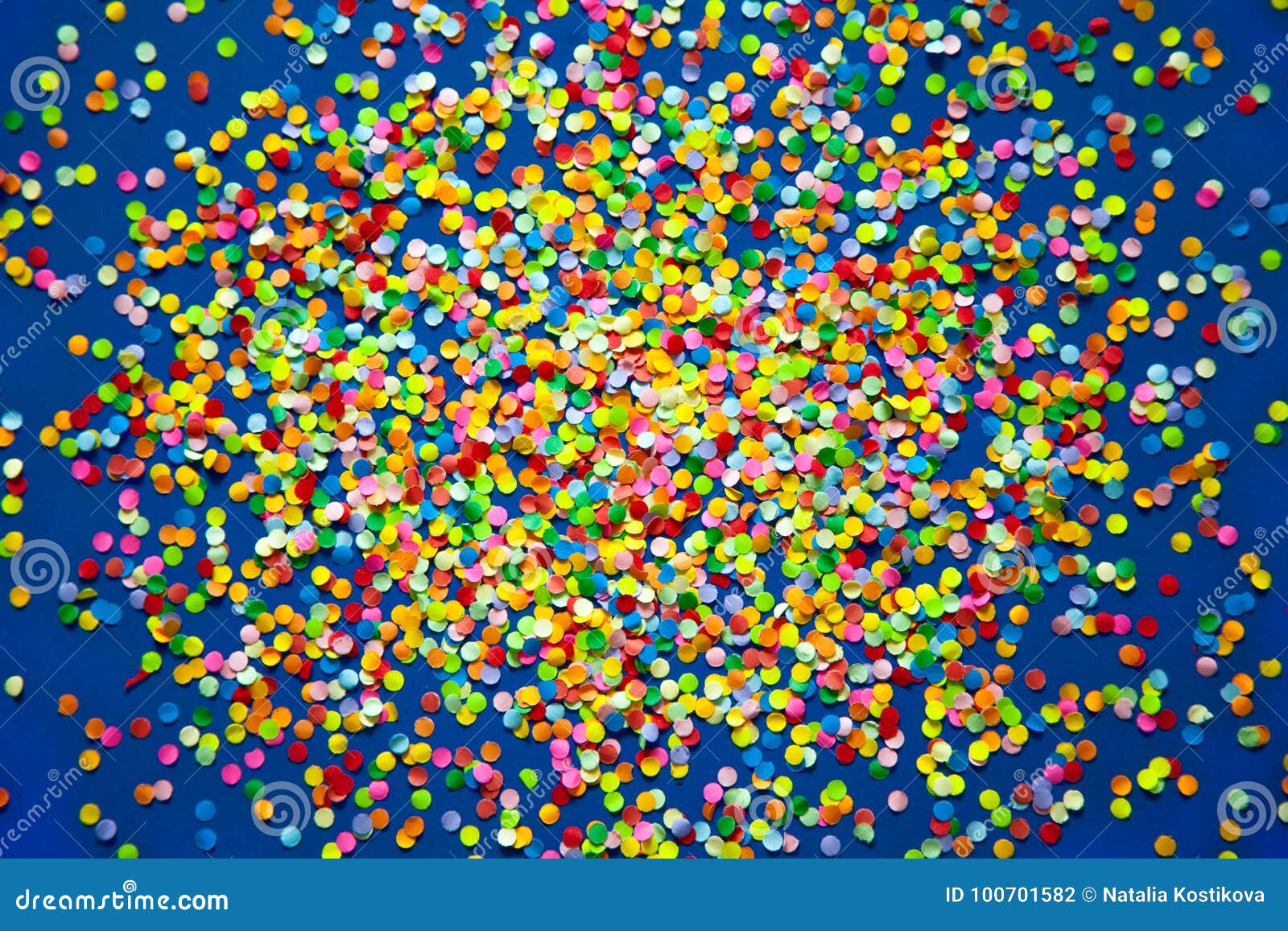 Frame Made of Colored Confetti. Blue Background. Stock Photo - Image of ...