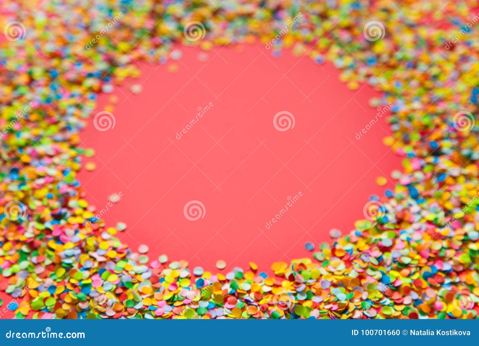 Frame Made of Colored Confetti. Red Background. Stock Photo - Image of ...