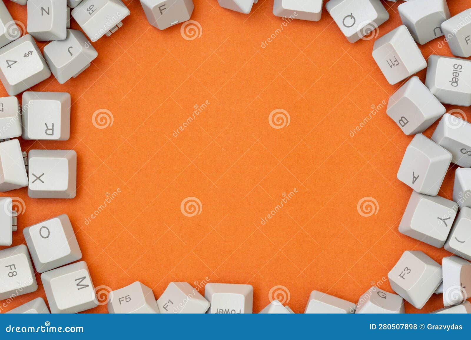 Frame Made of Computer Keyboard Keys on the Orange Background Stock ...