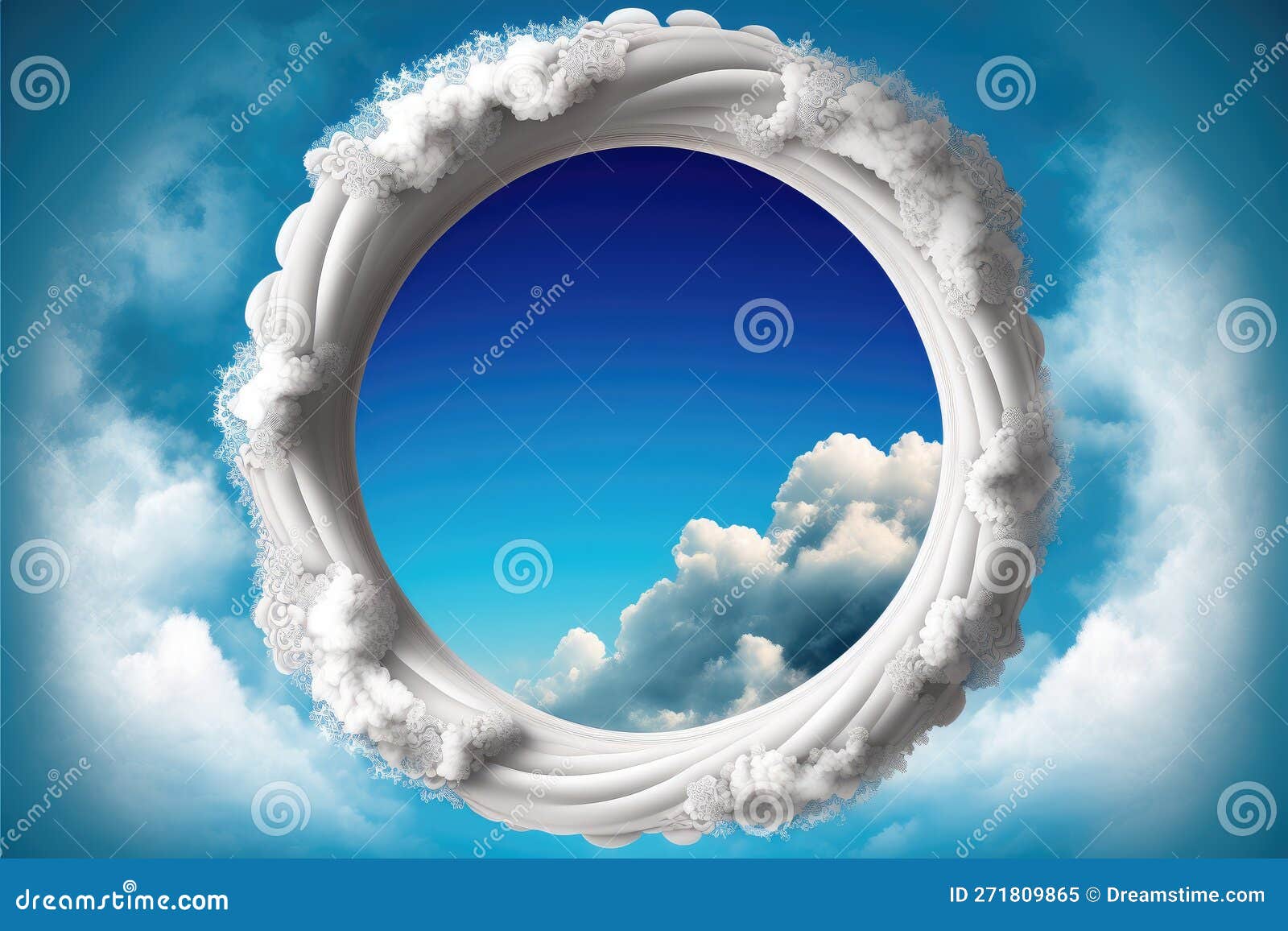 Frame Made with Covered White Cloud in the Sky in Circle Shape. Stock ...
